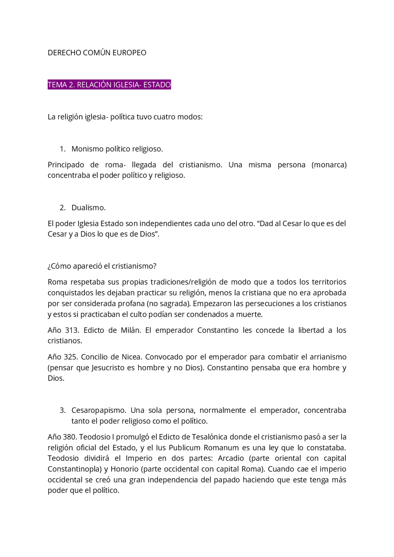 Derecho Común Europeo Apuntes De Derecho Común Docsity