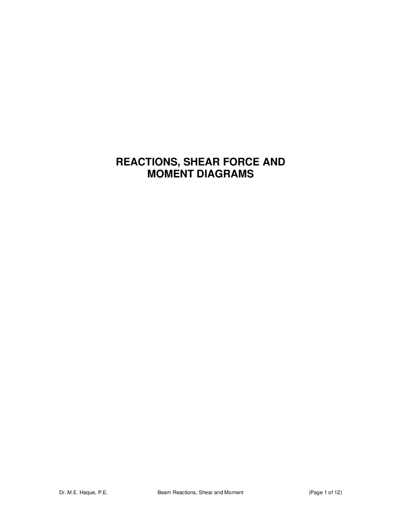 Reactions Shear Force And Moment Diagrams Schemes And Mind Maps
