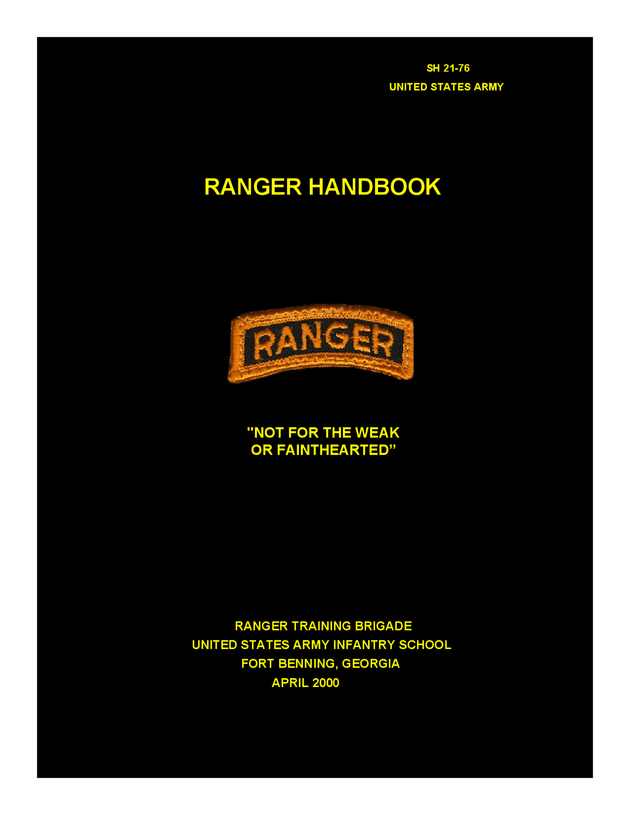 RANGER HANDBOOK | Study notes History | Docsity