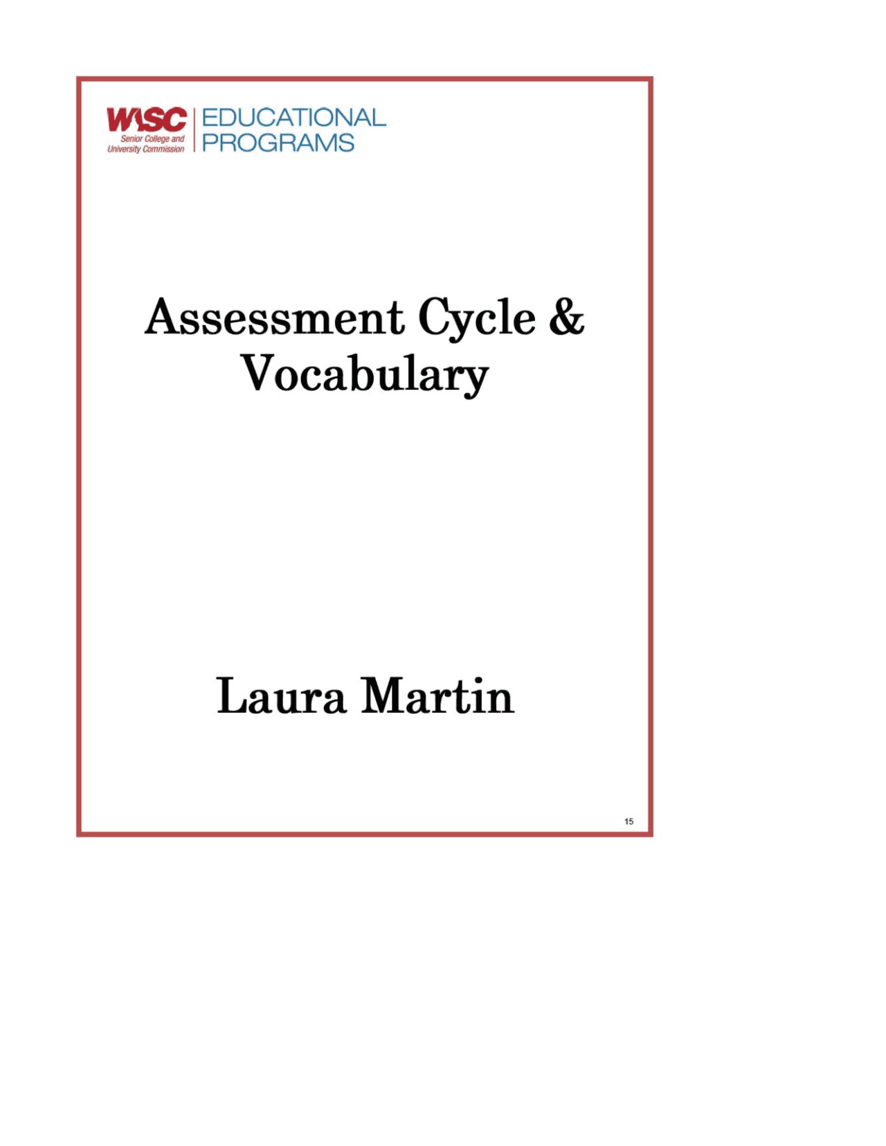 The Assessment Cycle And Foundational Vocabulary Slides Pedagogy Docsity