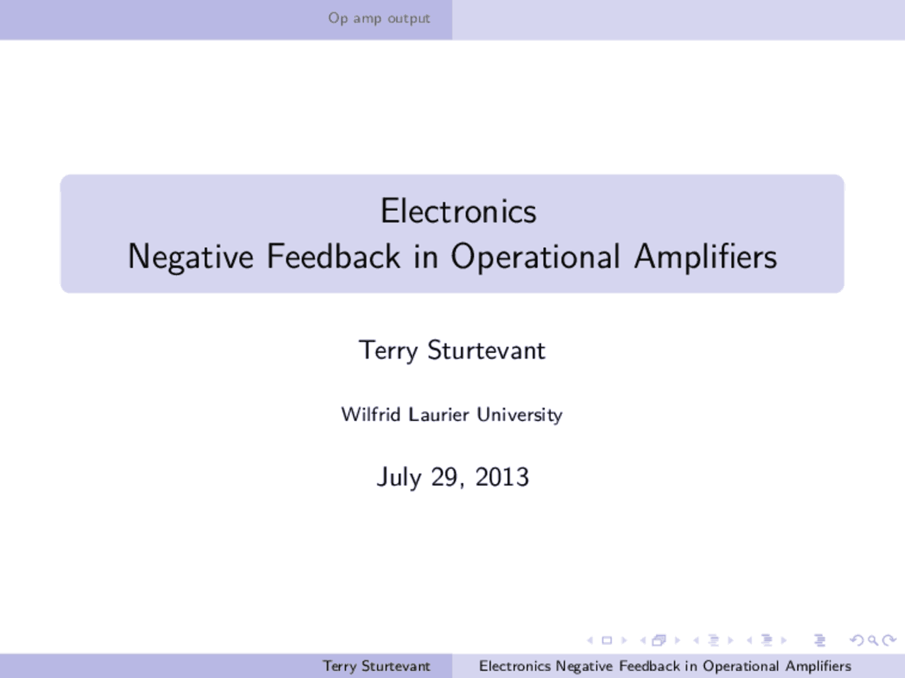 Negative Feedback in Operational Amplifiers | Slides Electronics | Docsity