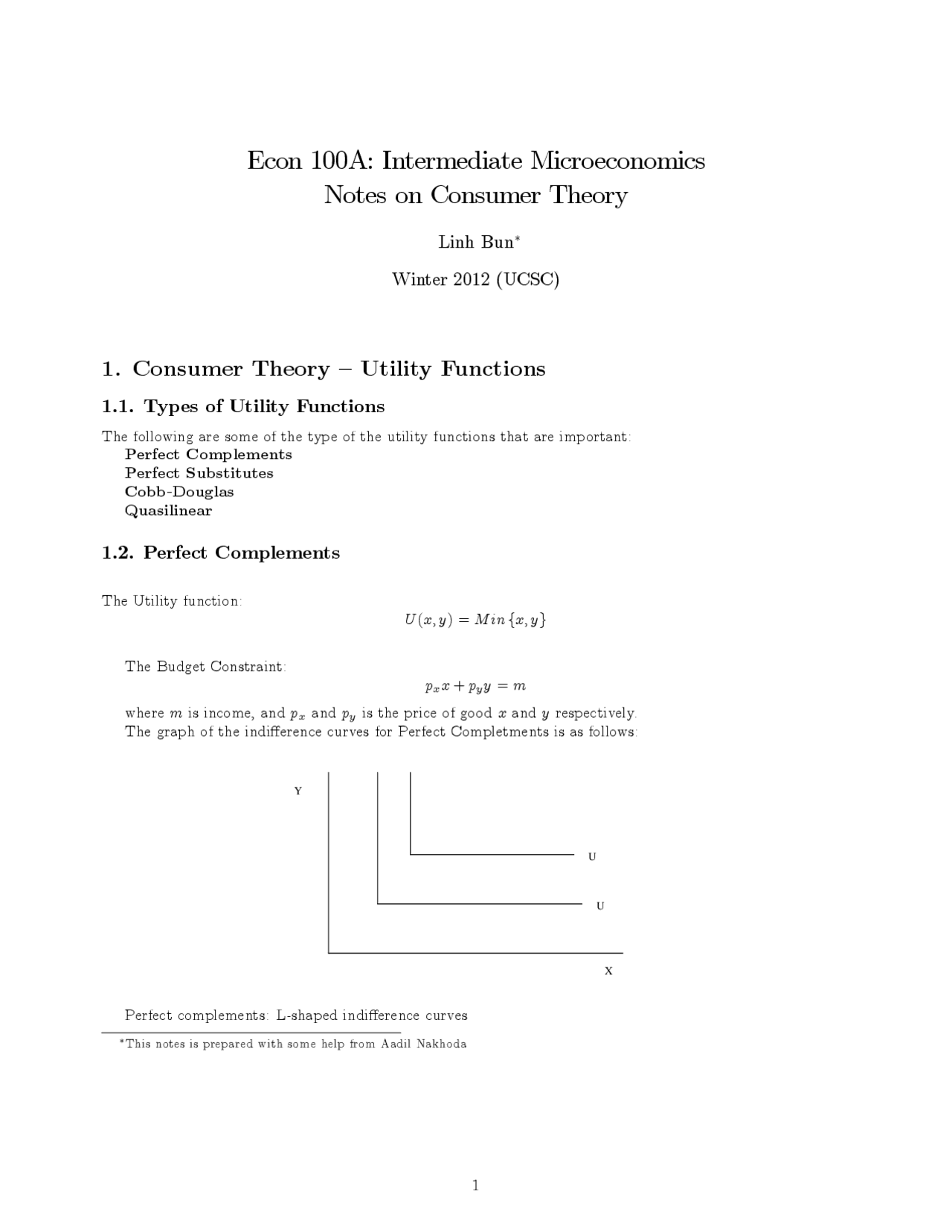 Intermediate Microeconomics Notes On Consumer Theory Slides