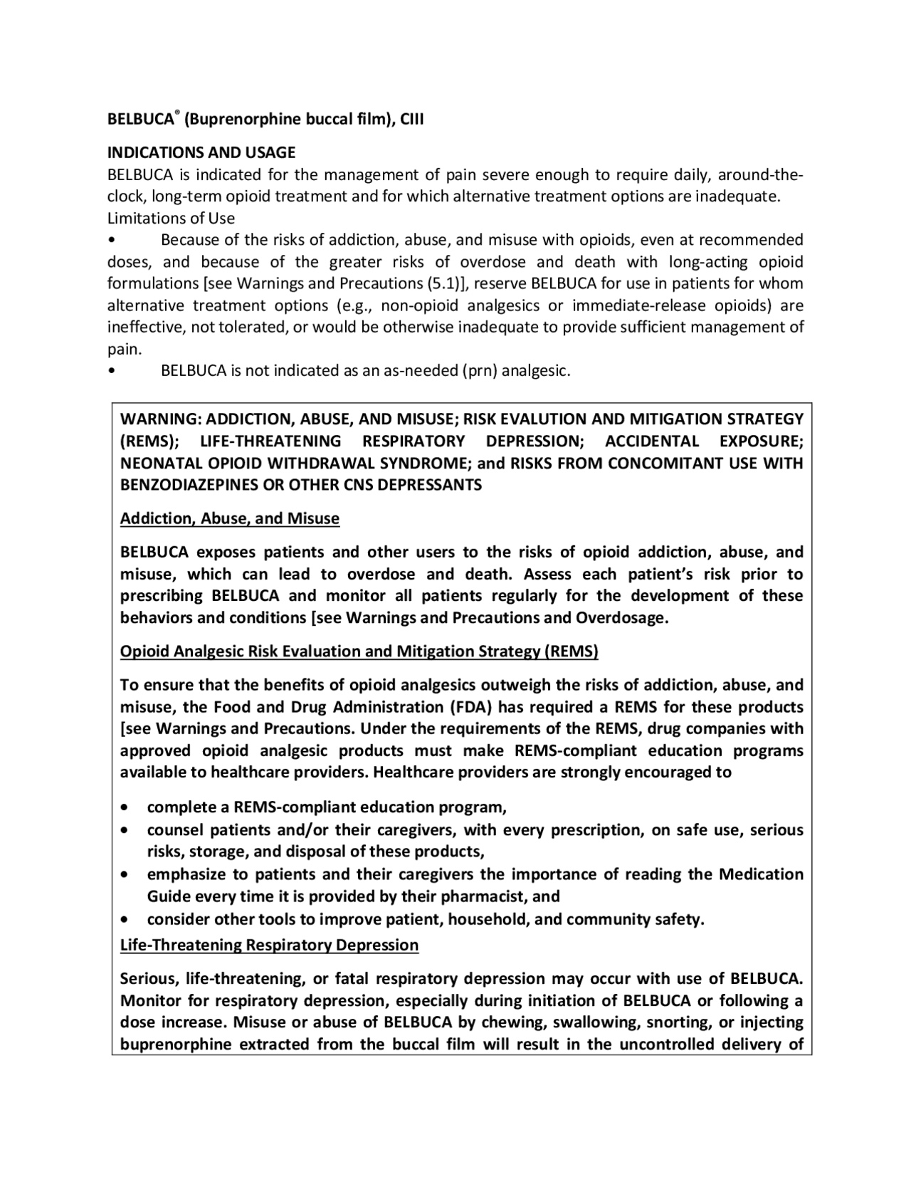 BELBUCA: Indications, Warnings, and Adverse Events | Study Guides ...