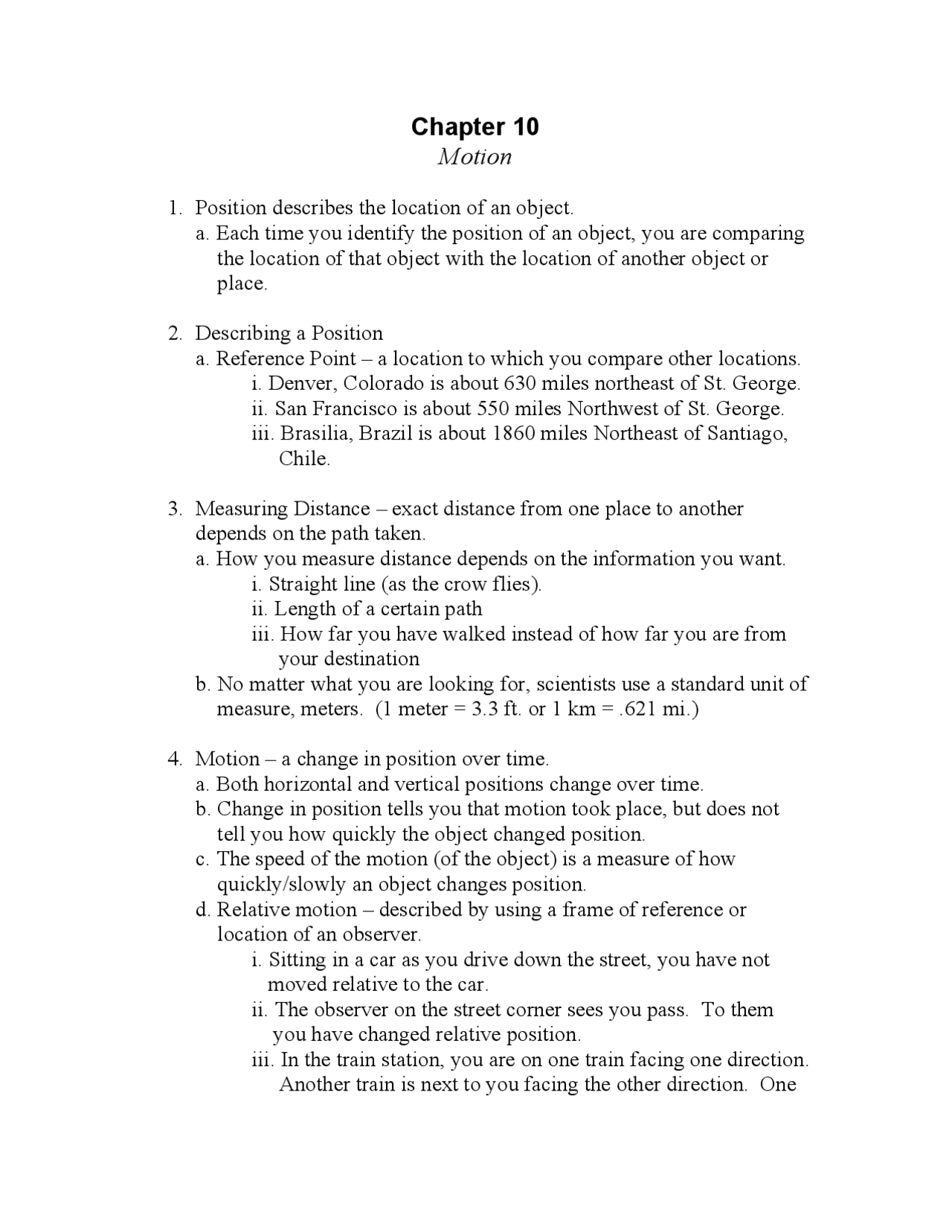 Chapter 10 Motion Exercises Physics Docsity