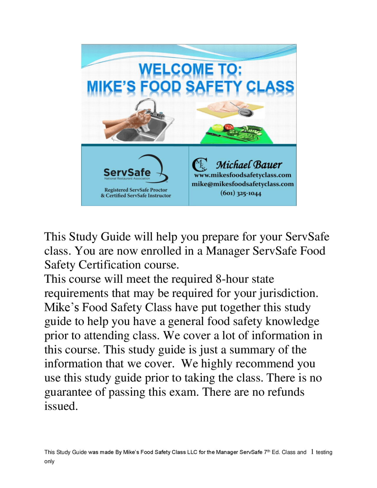 This Study Guide will help you prepare for your ServSafe | Study Guides ...