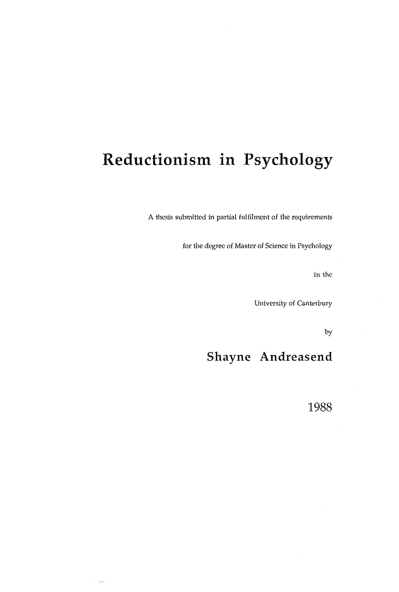 Reductionism in psychology | Study notes Psychology | Docsity