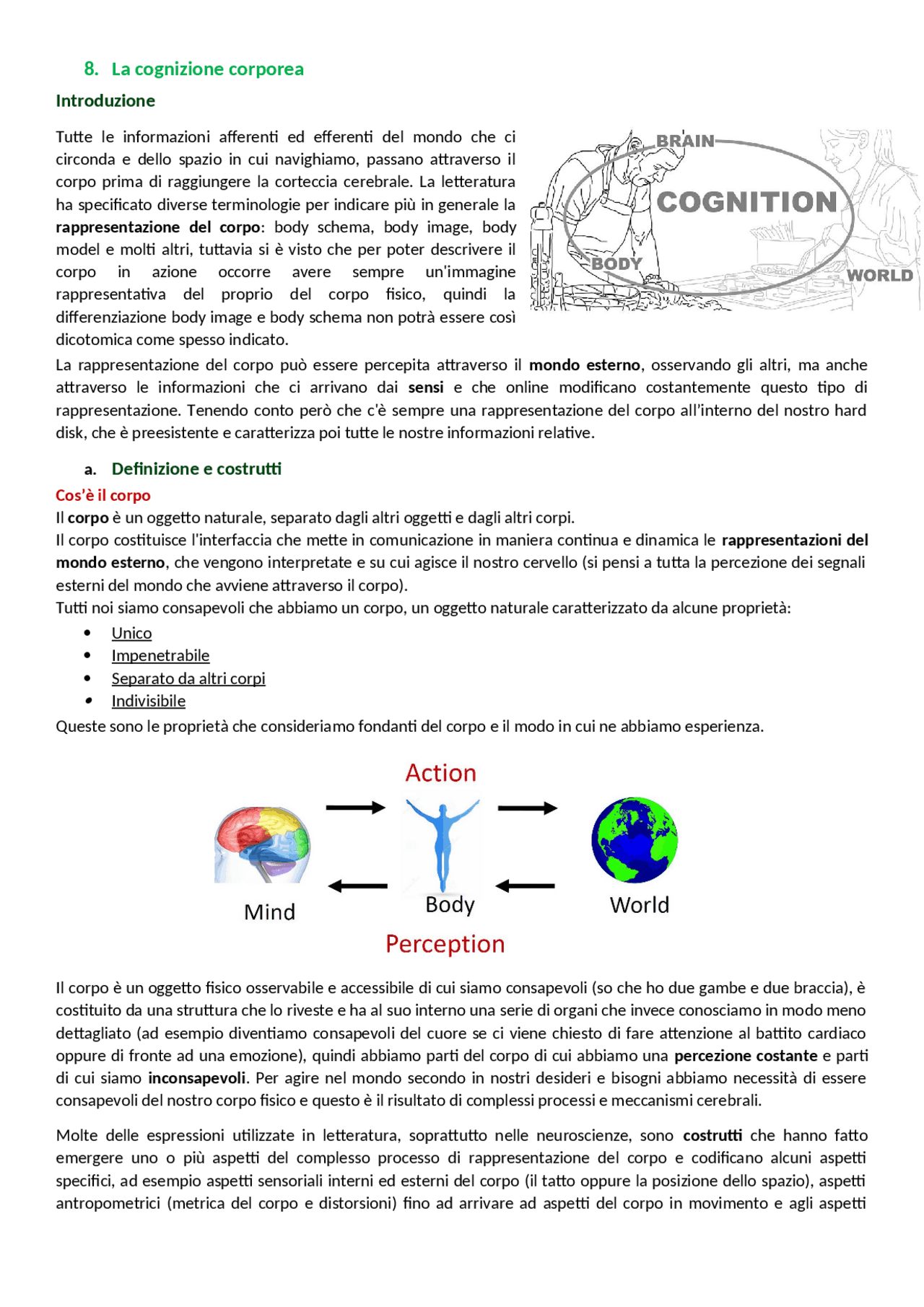 Modulo 8 Corpi Nel Cervello Appunti Di Neuroscienze Cognitive Docsity