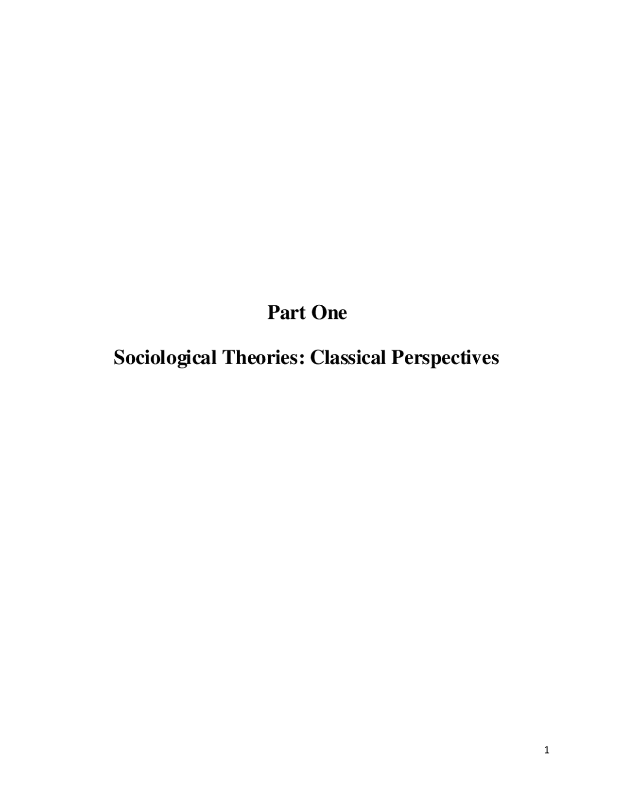 Part One Sociological Theories: Classical Perspectives | Study Guides ...