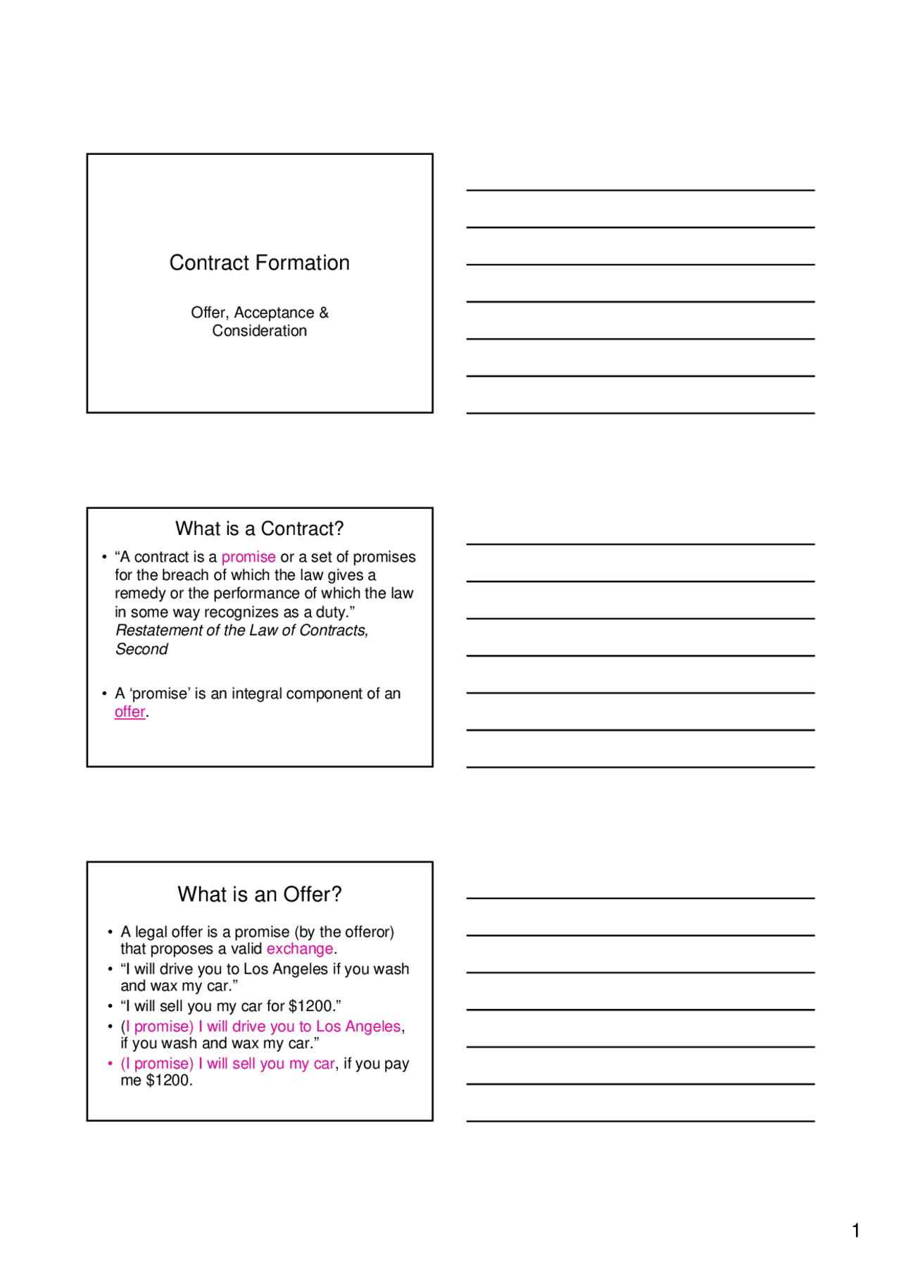 Contract Formation What Is An Offer Lecture Notes Law Docsity