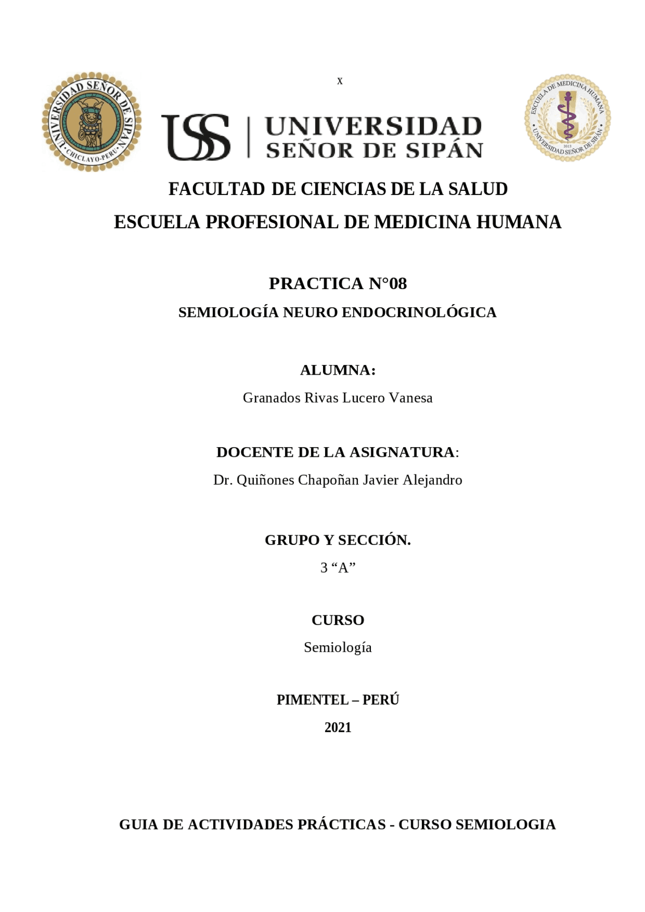 Practicas de semiologia | Ejercicios de Semiología | Docsity