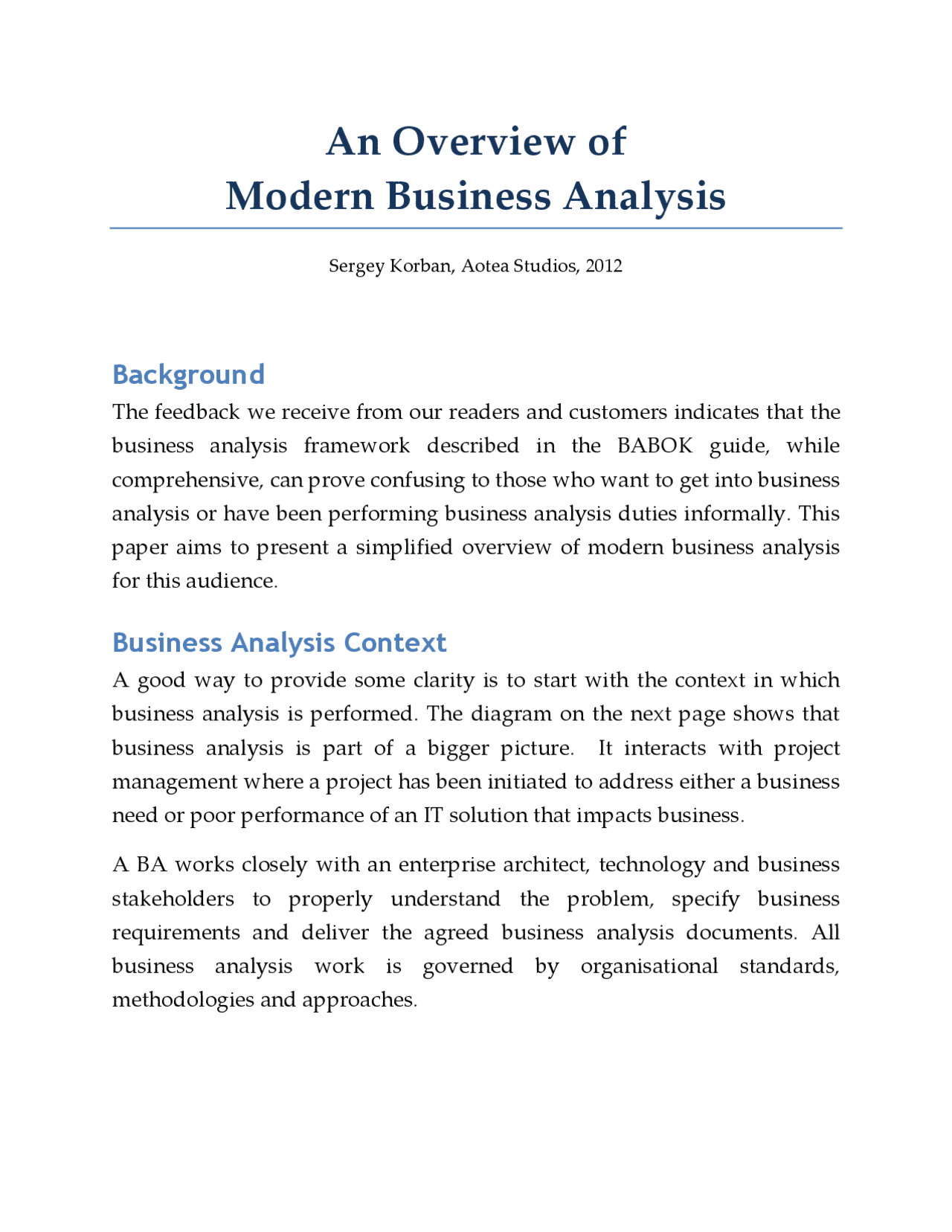 An Overview Of Modern Business Analysis Exams Business Docsity
