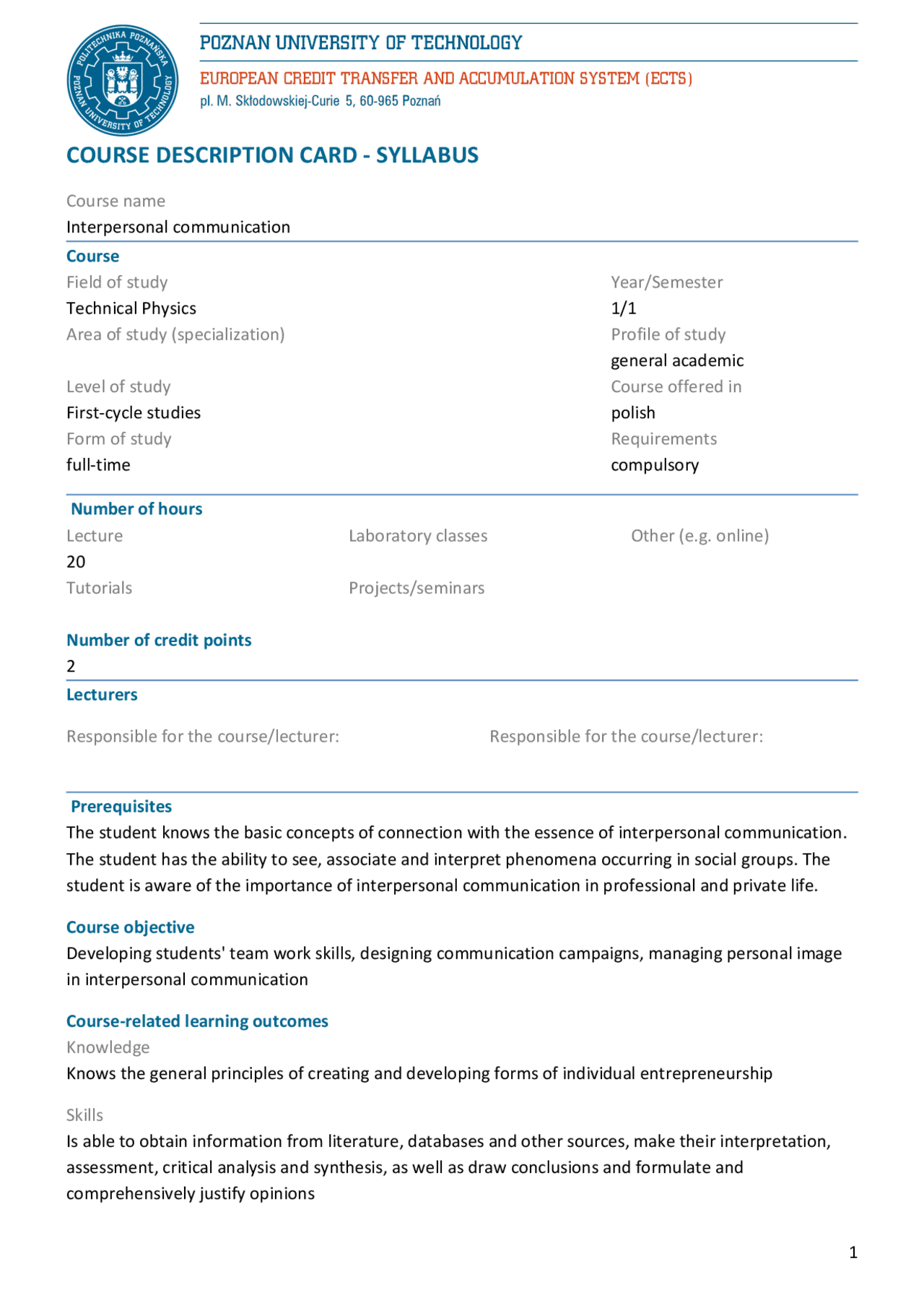 Komunikacja Interpersonalna Ang Summaries Communication Docsity
