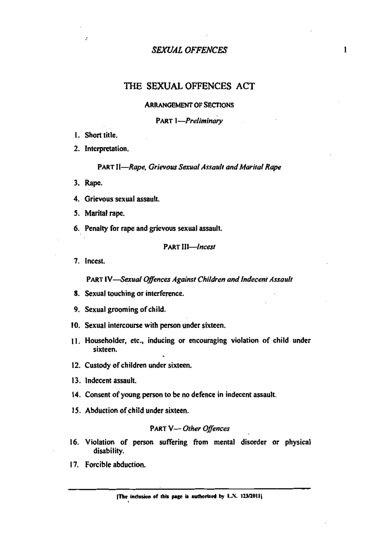 THE SEXUAL OFFENCES ACT | Study notes Law | Docsity