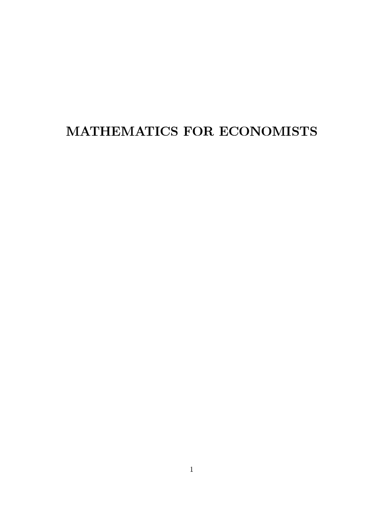 Mathematics For Economists Lecture Notes Economics Docsity