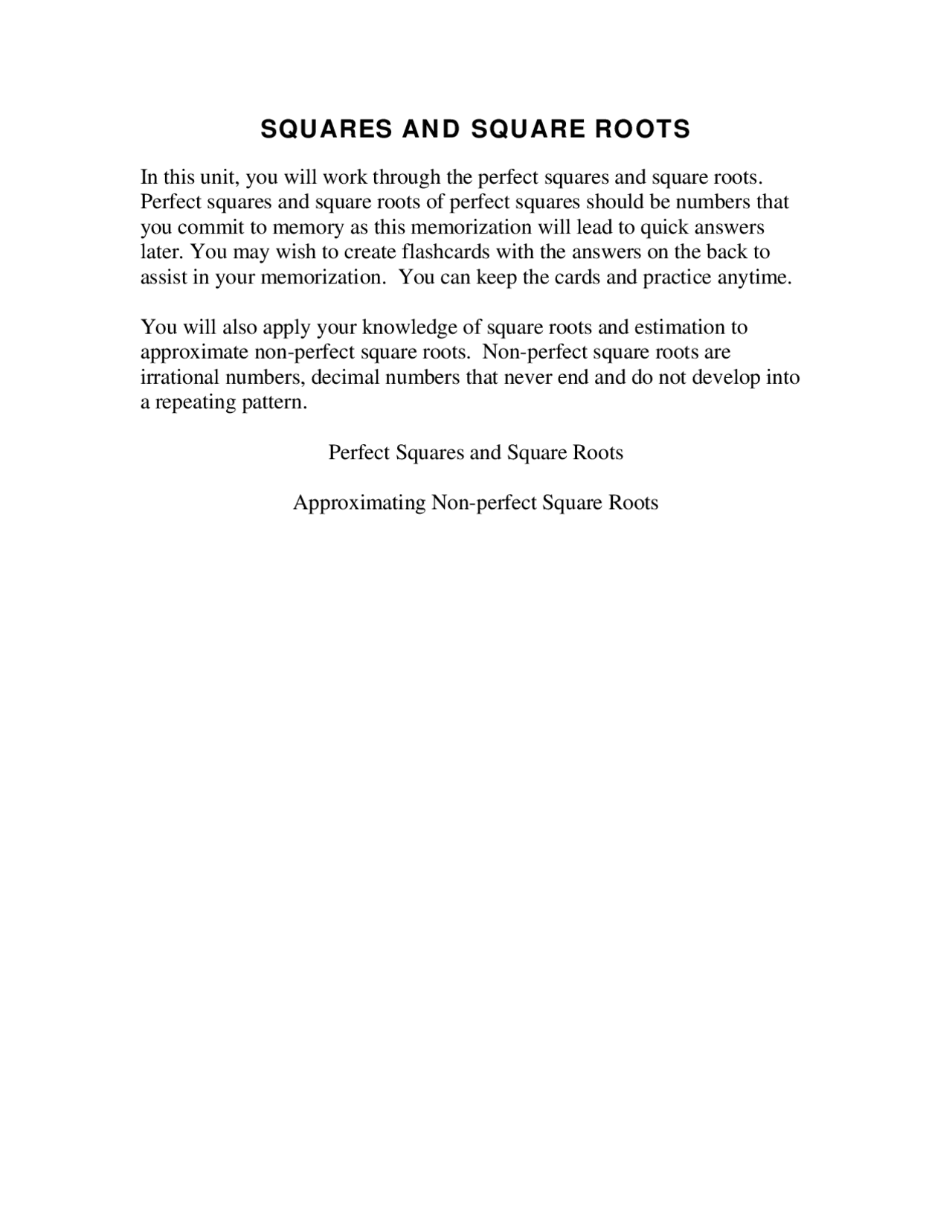Squares And Square Roots Slides Elementary Mathematics Docsity