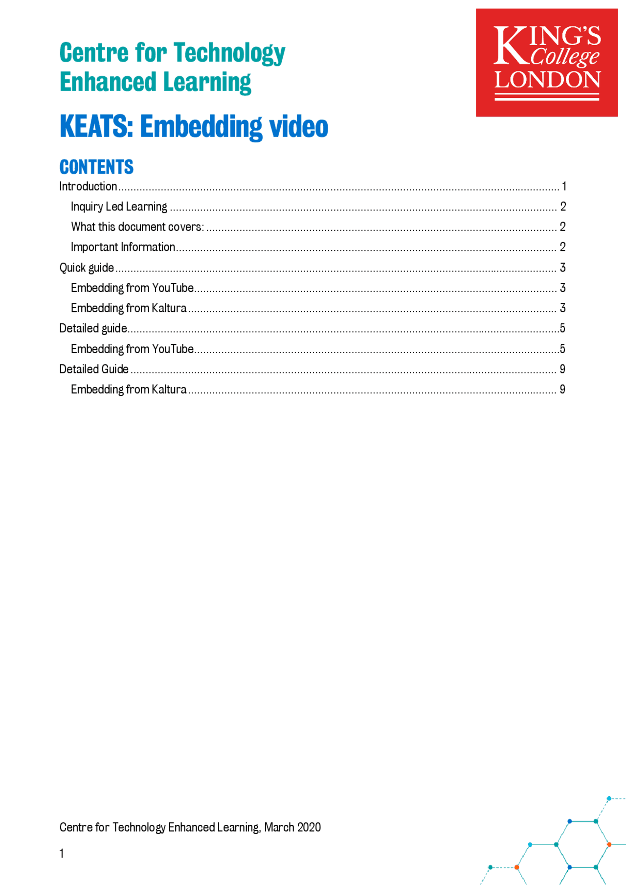 Embedding Videos in KEATS: A Guide for YouTube and Kaltura | Exams Technology | Docsity