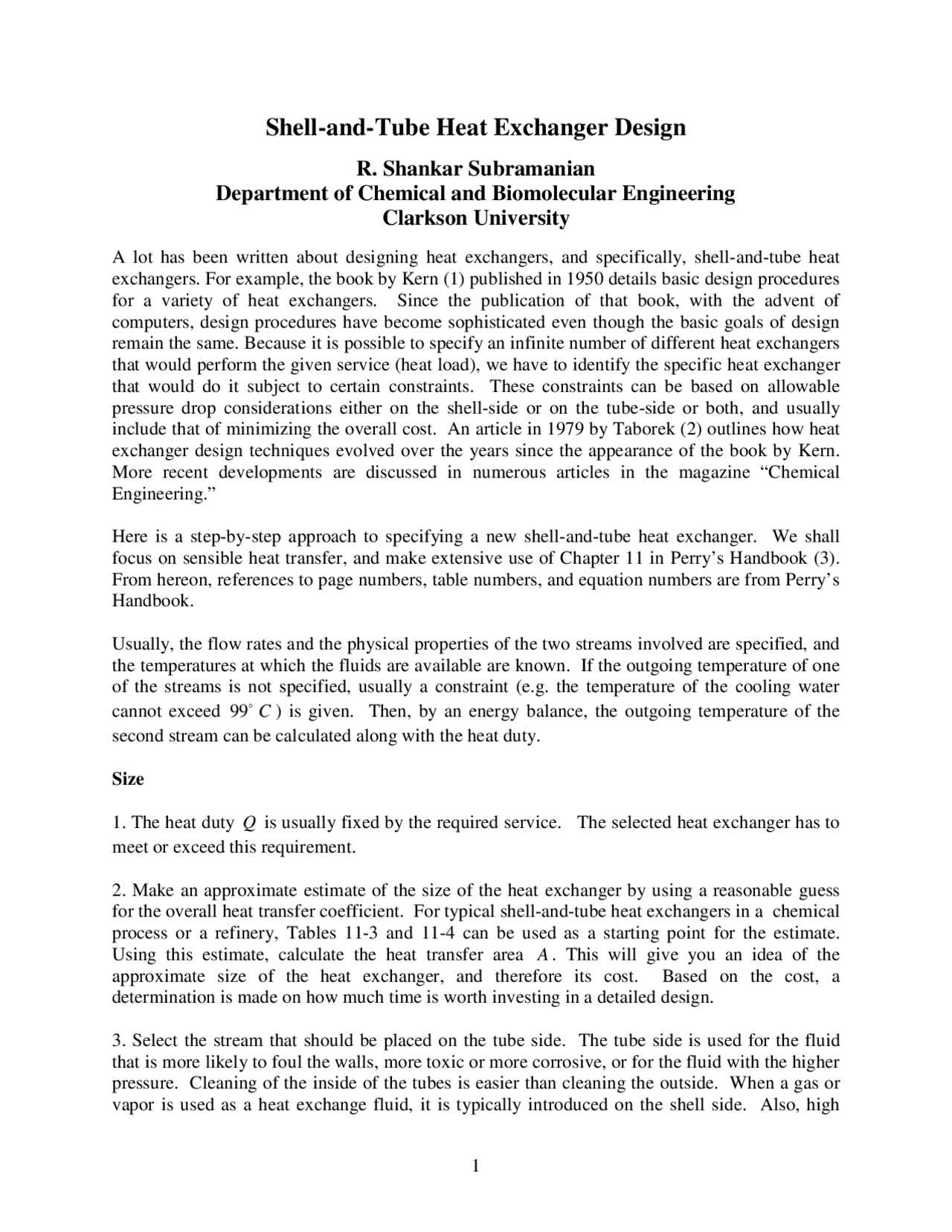 Shell and Tube Heat Exchanger Design | Lecture notes Design | Docsity