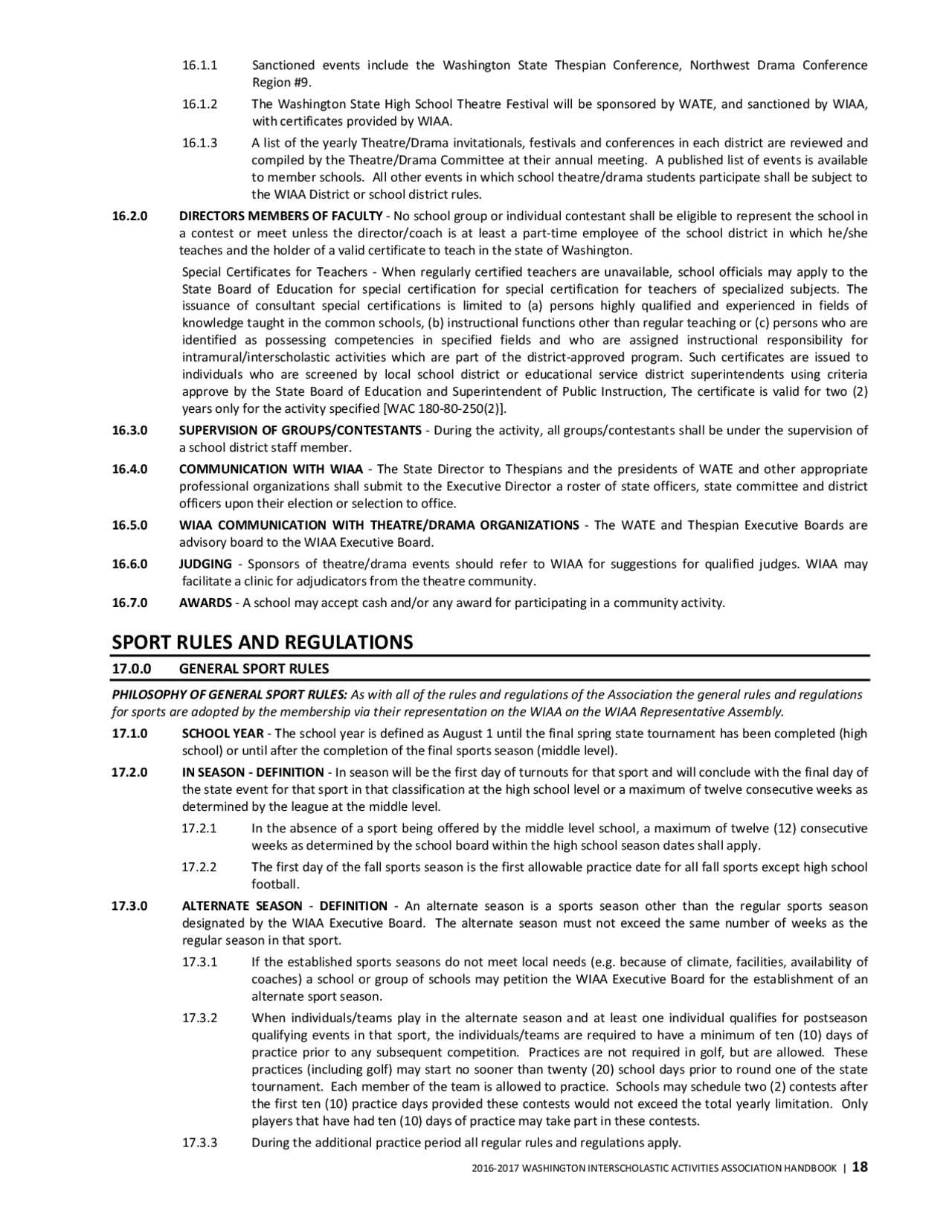 WIAA Handbook: Rules for High School & Middle Level Sports | Schemes ...