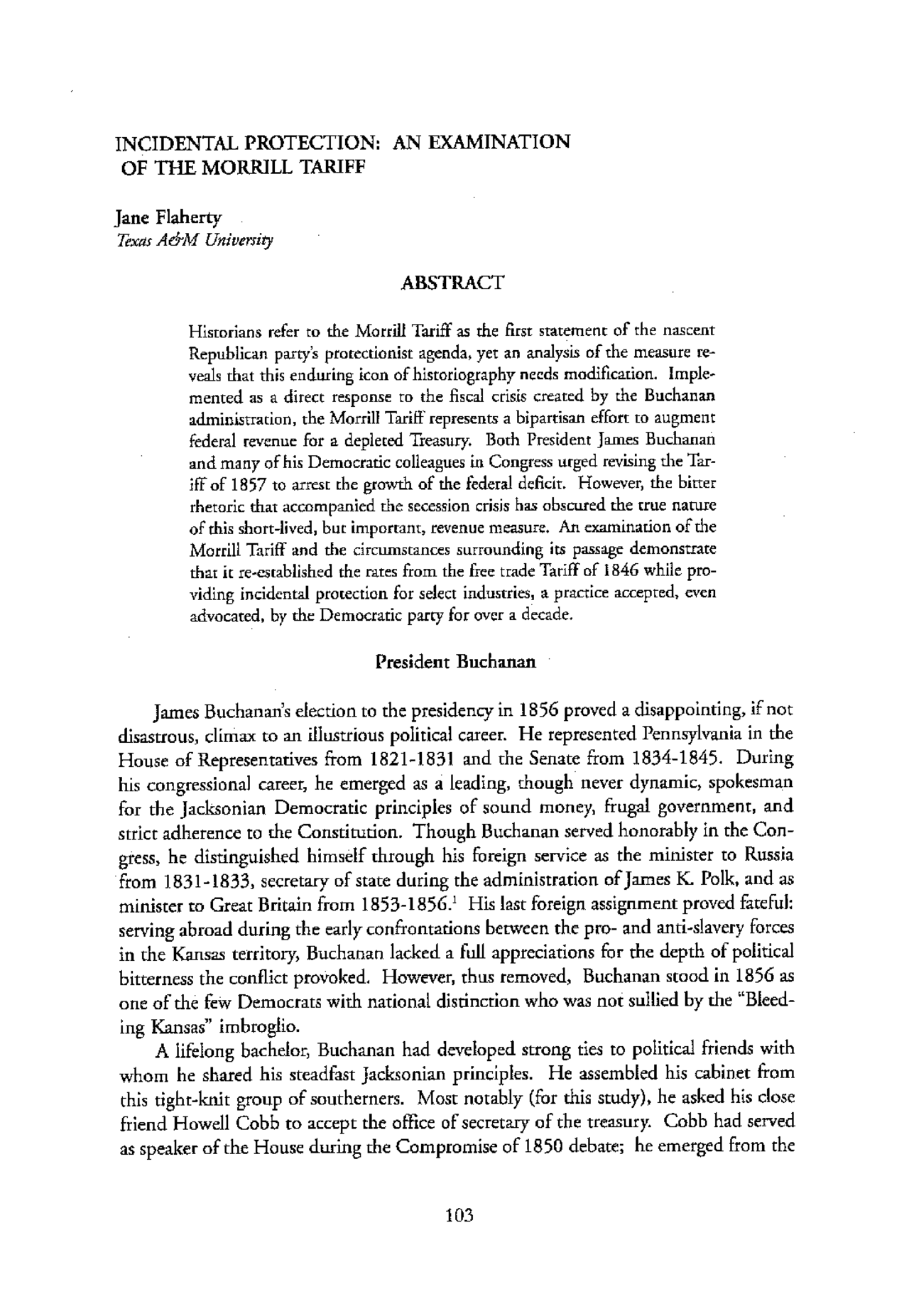The Morrill Tariff: Bipartisan Response to Fiscal Crisis ...