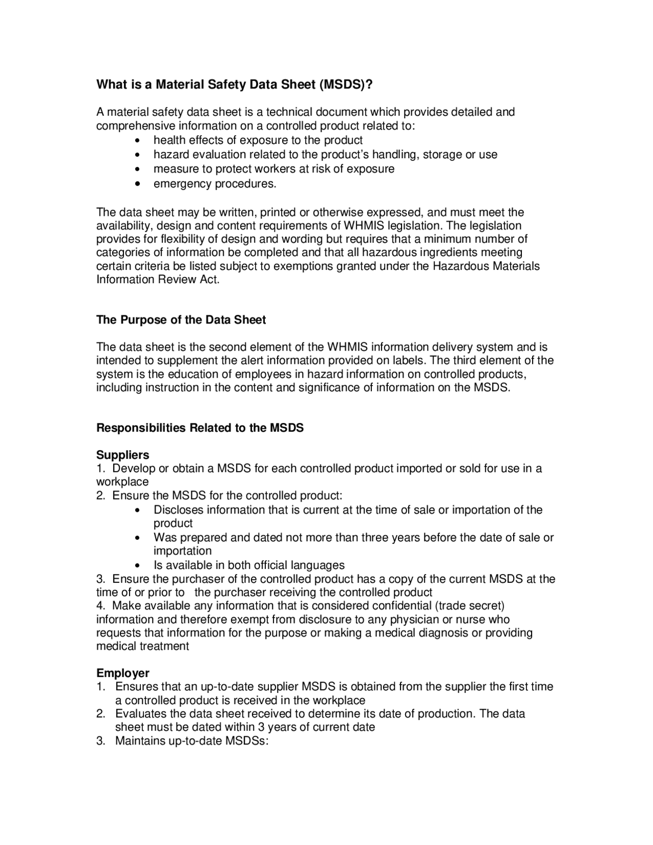 Material Safety Data Sheets: Content, Importance, and Responsibilities ...