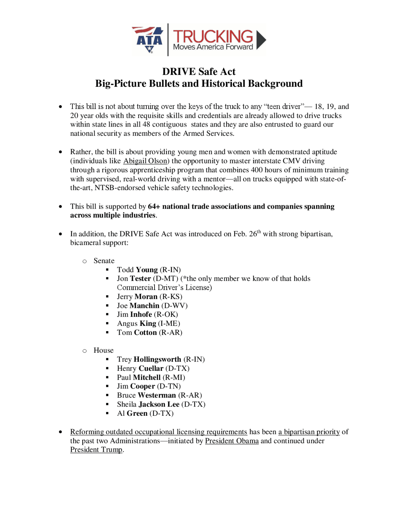 DRIVE Safe Act: Lowering the Interstate Commercial Driving Age for ...