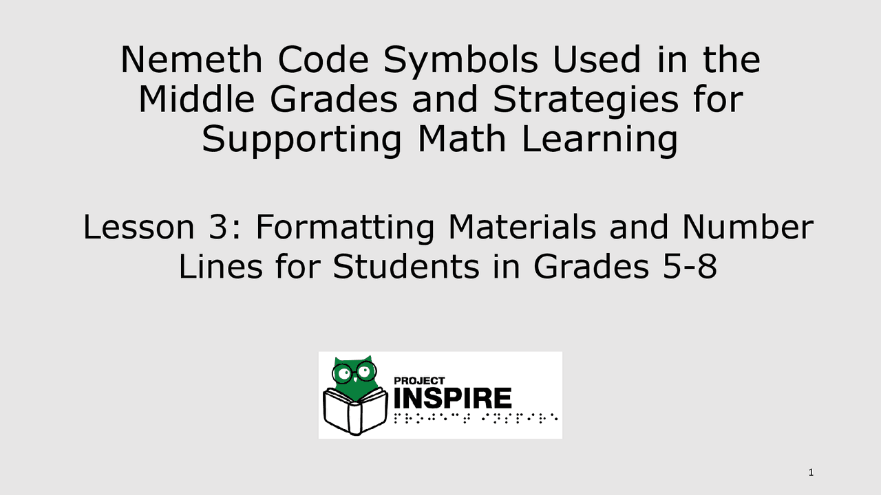 Nemeth Code Symbols Used in the Middle Grades and ... | Lecture notes ...