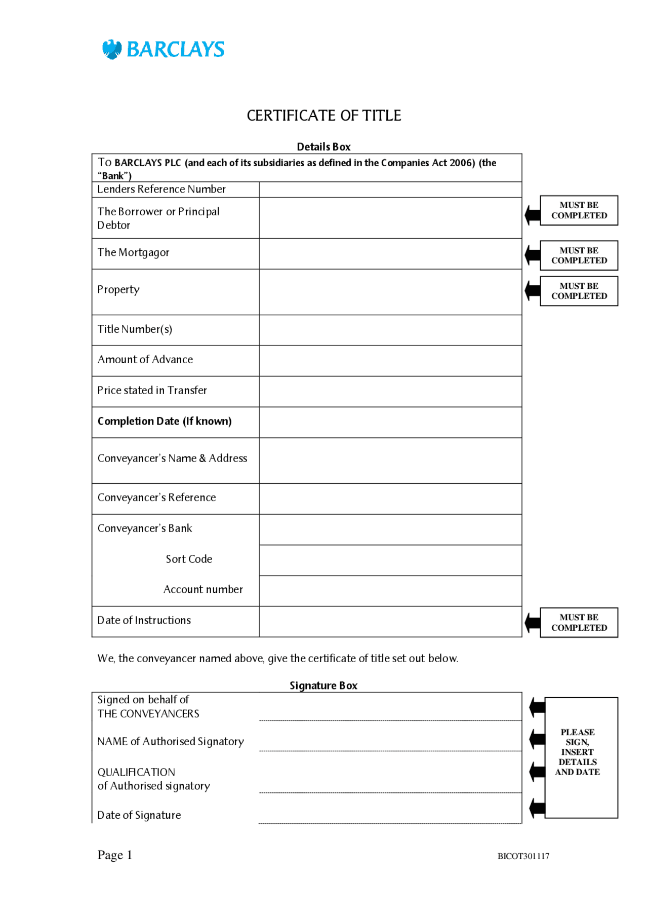 Certificate of Title for Property Transactions | Exams Banking and ...