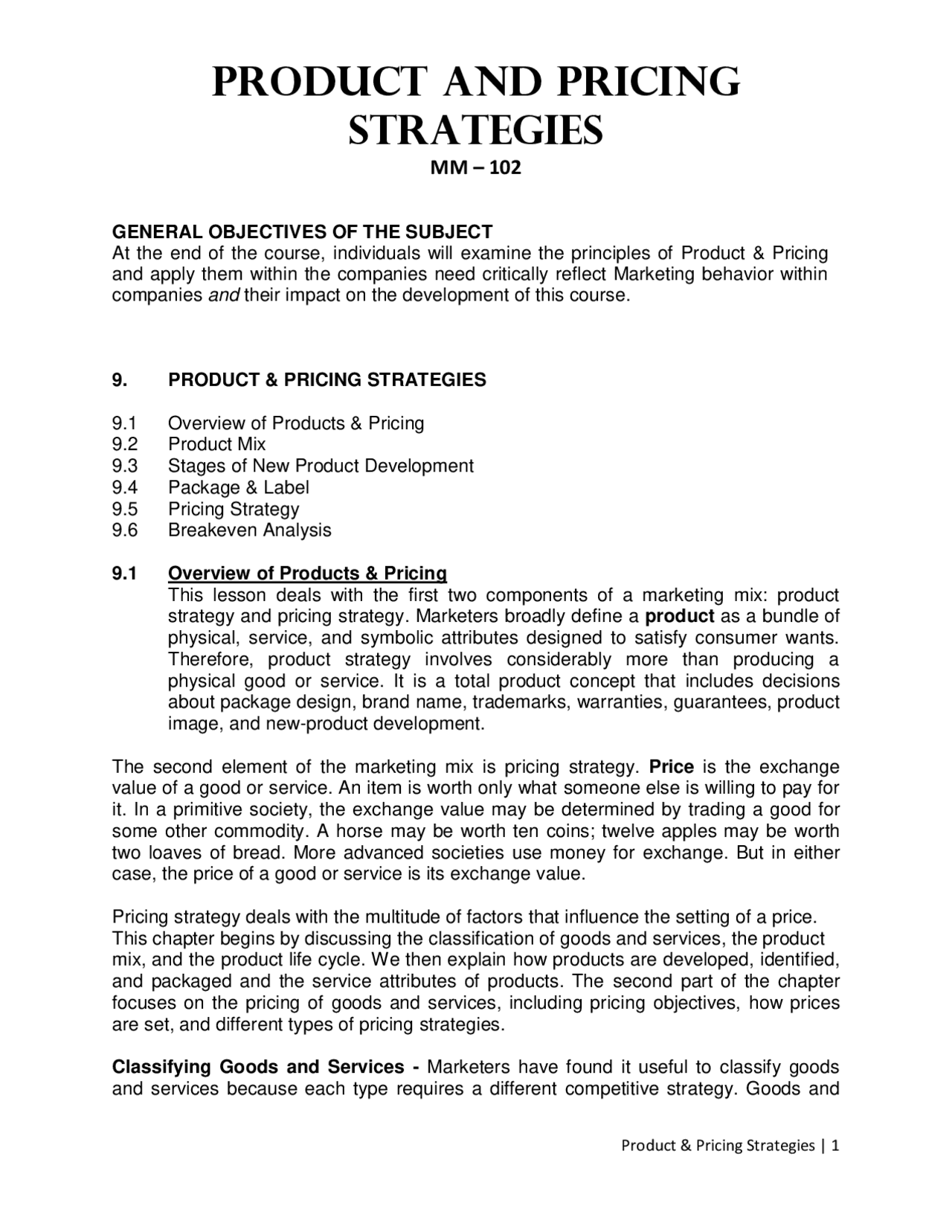 PRODUCt AND PRiCiNG StRAtEGiES | Study notes Marketing | Docsity