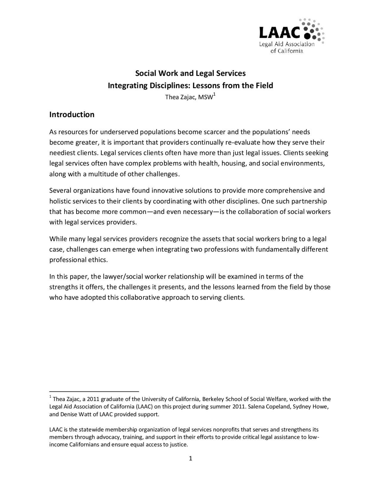Social Work And Legal Services Integrating Disciplines Exercises Social Work Docsity 