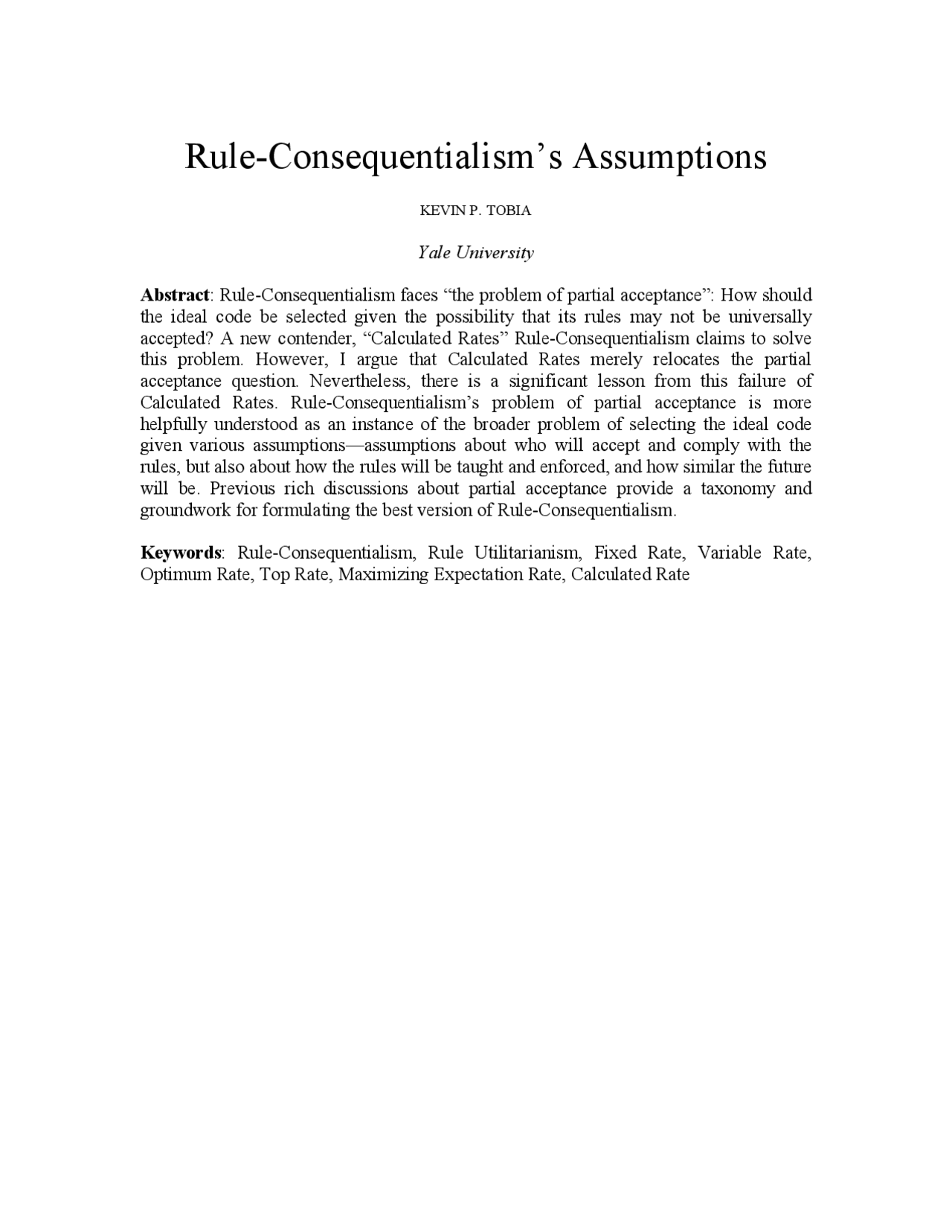 Understanding Rule-Consequentialism's Approaches to Partial Acceptance ...