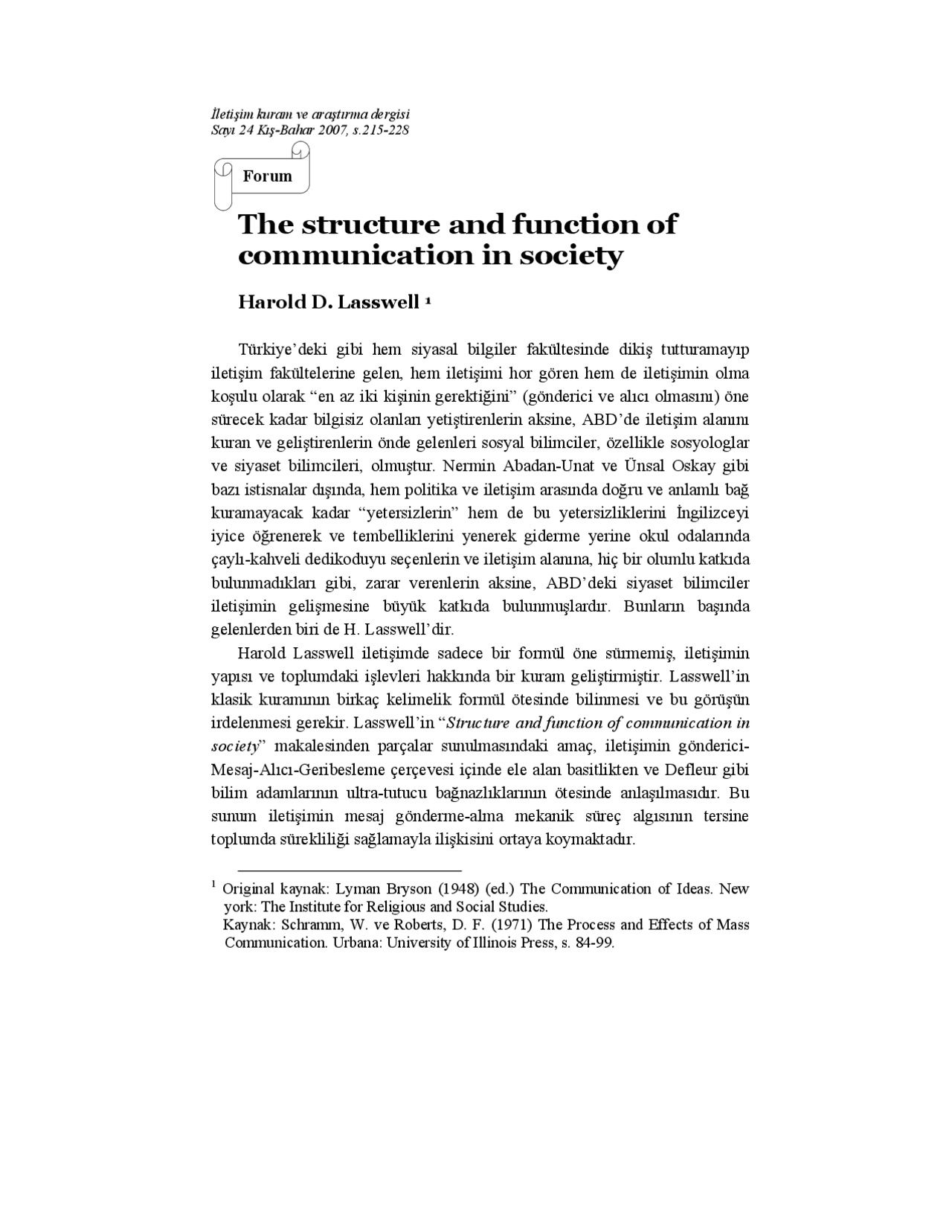 The structure and function of communication in society | Lecture notes ...