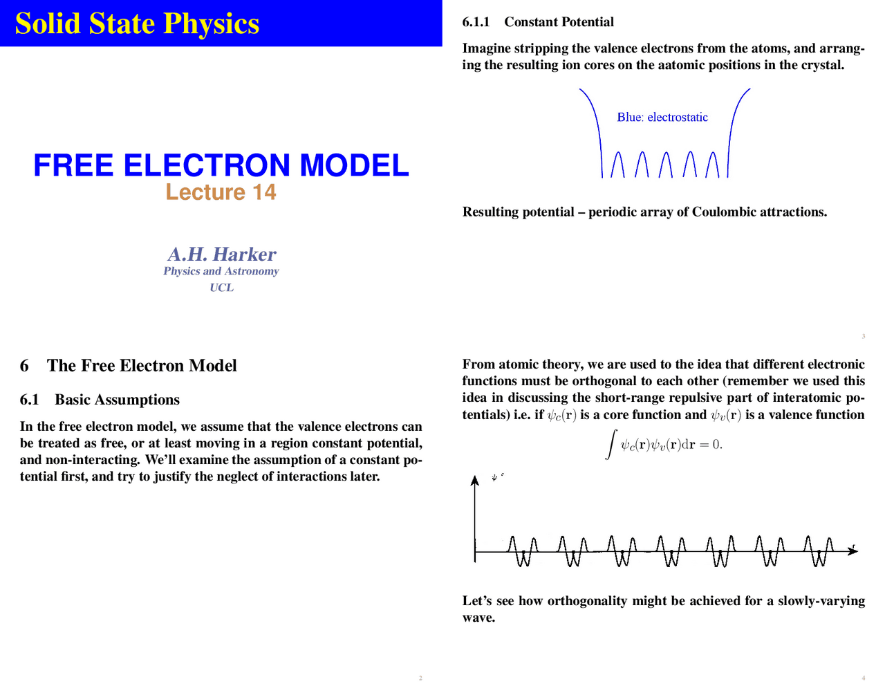 Solid State Physics Free Electron Model Slides Physics Docsity