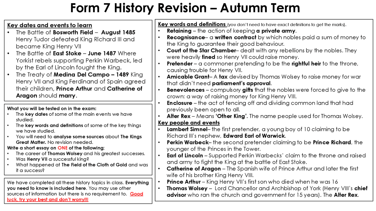 Form 6 History Revision | Exams History | Docsity