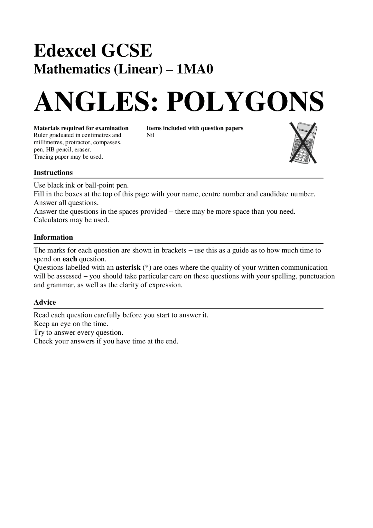 ANGLES: POLYGONS | Study notes Mathematics | Docsity