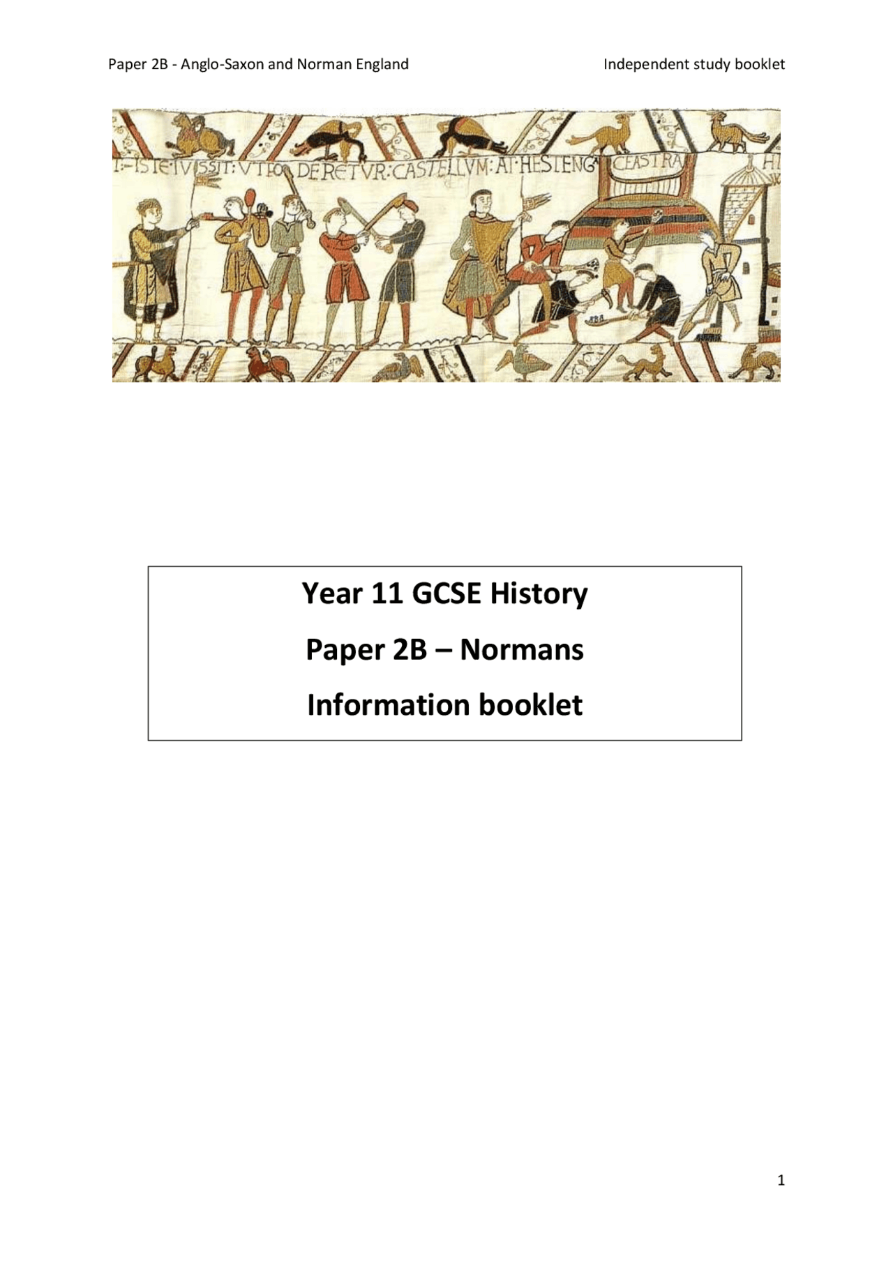 Year 11 GCSE History Paper 2B – Normans Information booklet | Slides ...