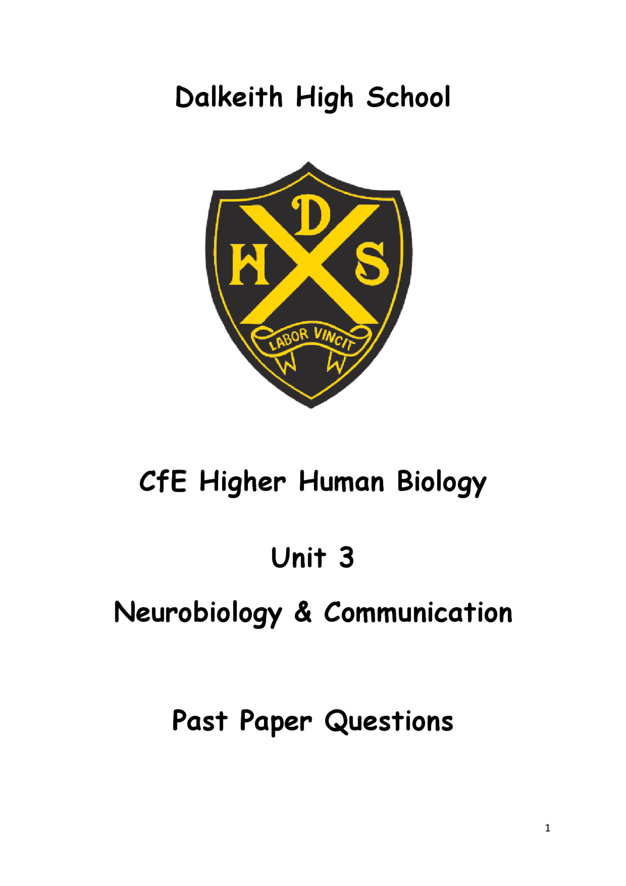Dalkeith High School CfE Higher Human Biology Unit 3 ... | Study notes ...
