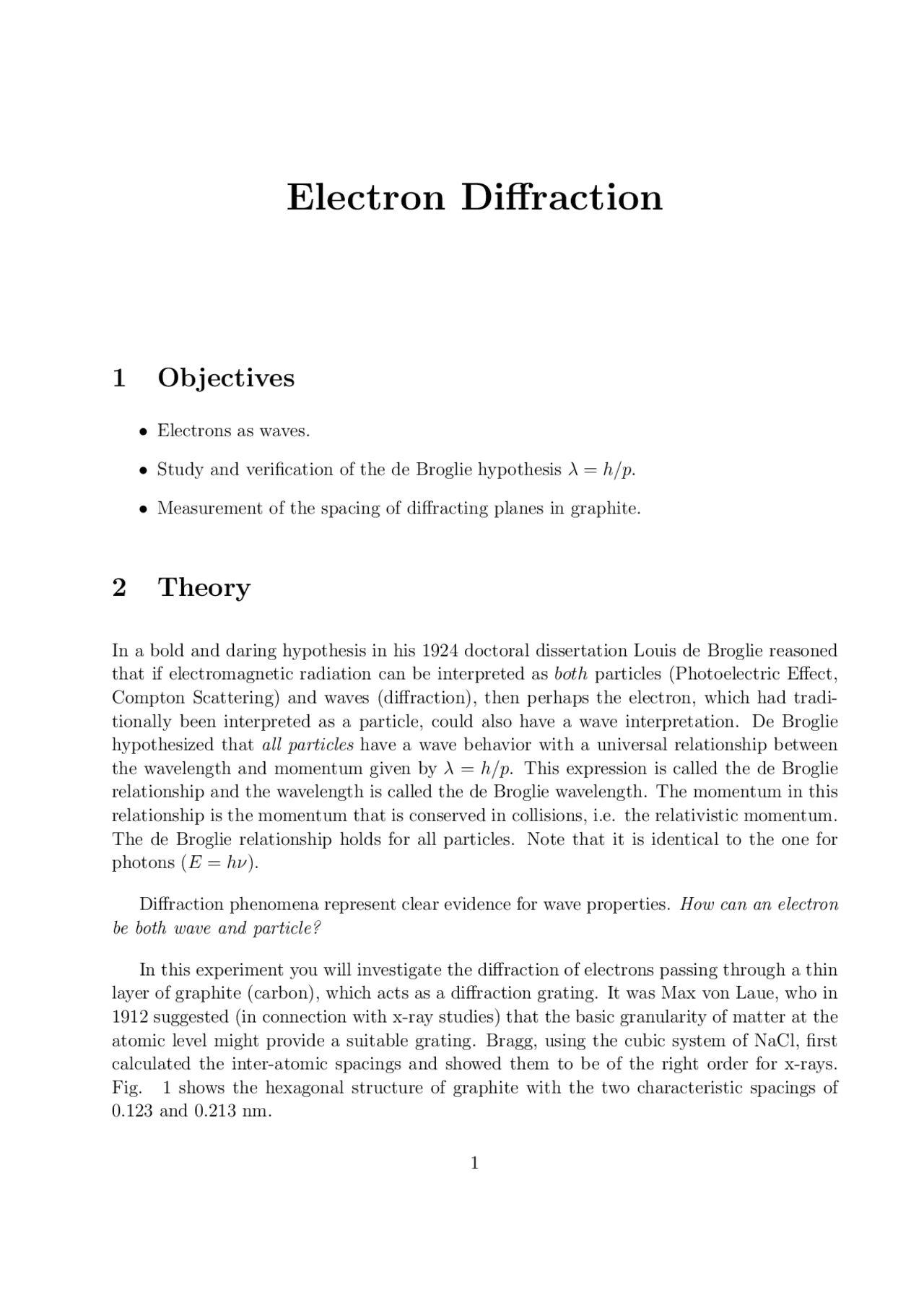 Electron Diffraction Experiment: Investigating the Wave-Particle ...