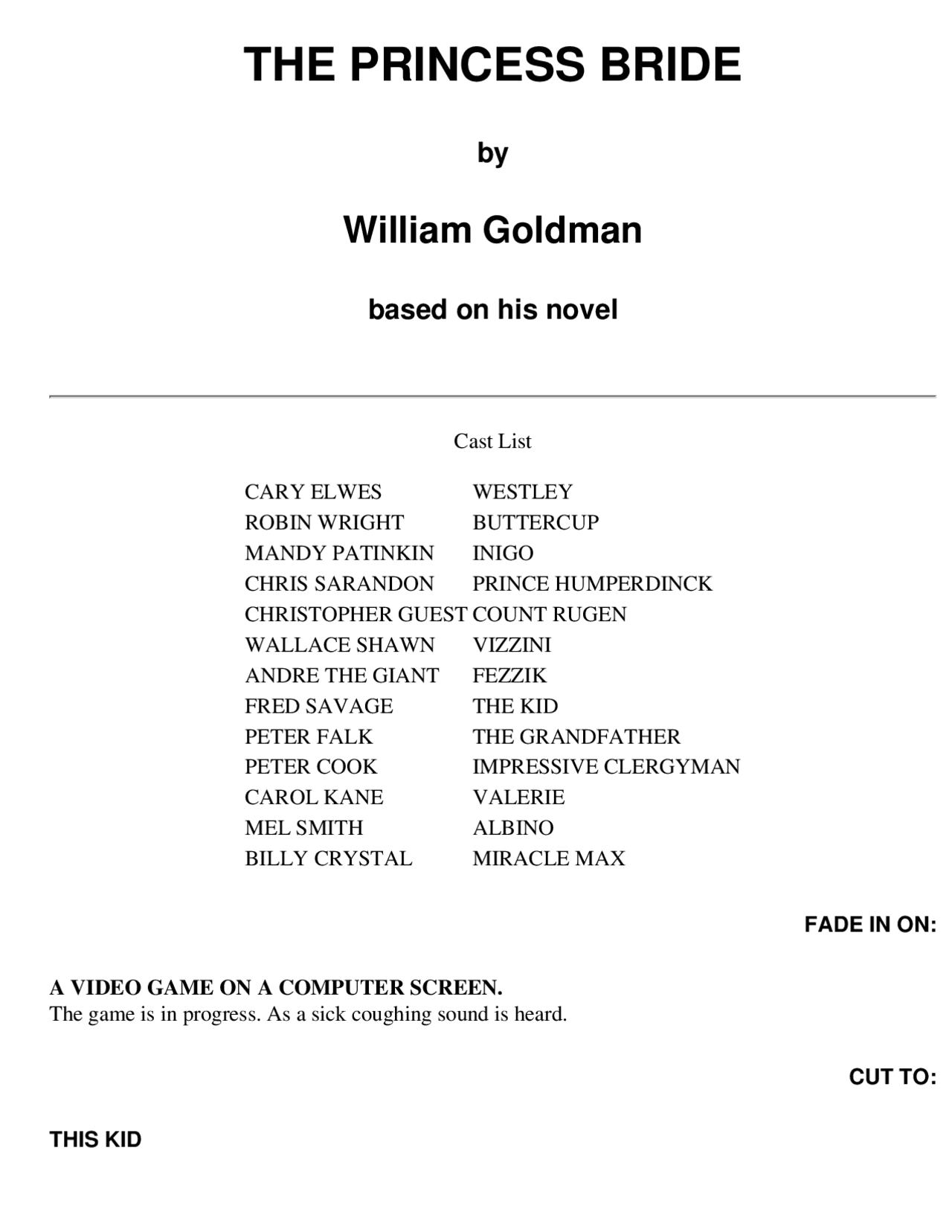 The Princess Bride | Lecture notes Voice | Docsity