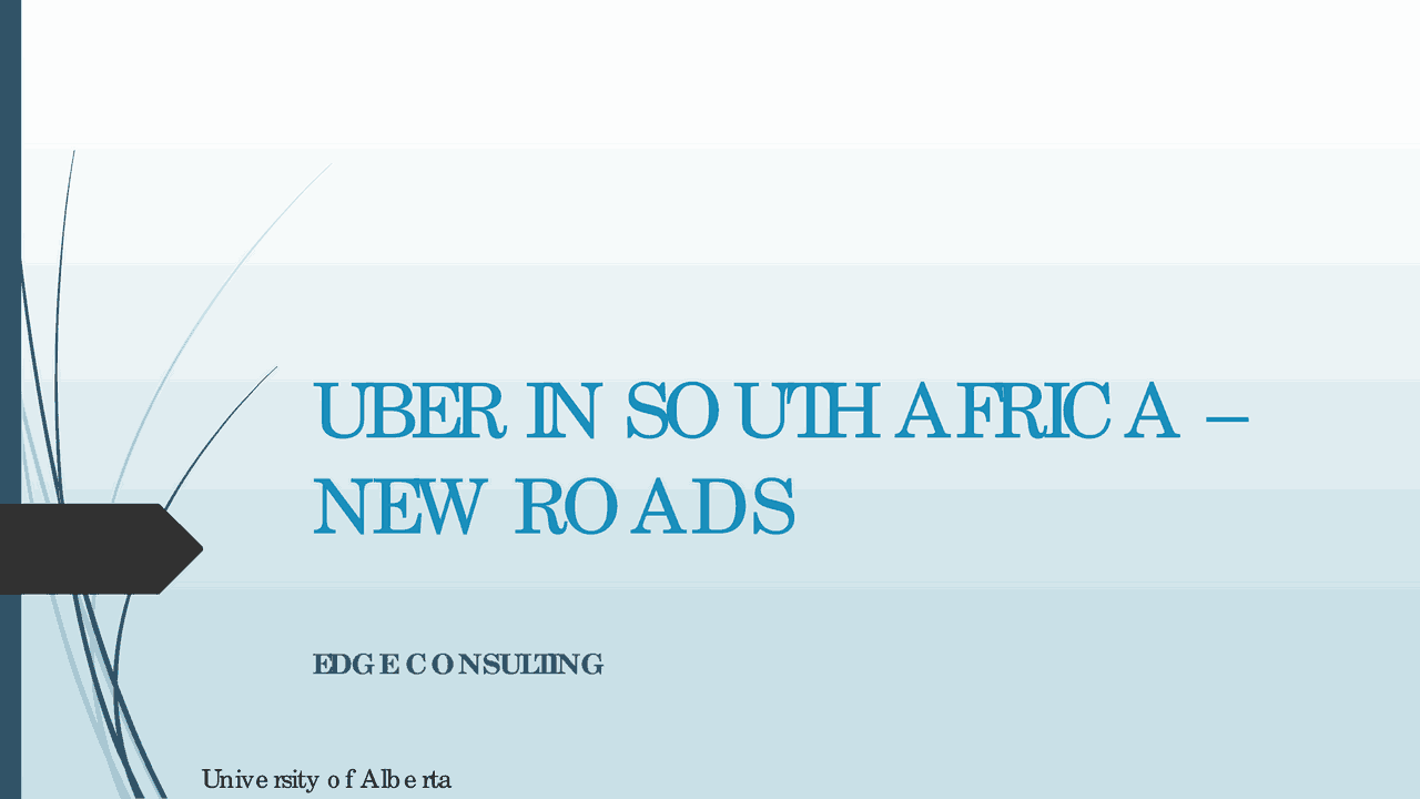 UBER IN SOUTH AFRICA – NEW ROADS | Slides Business | Docsity
