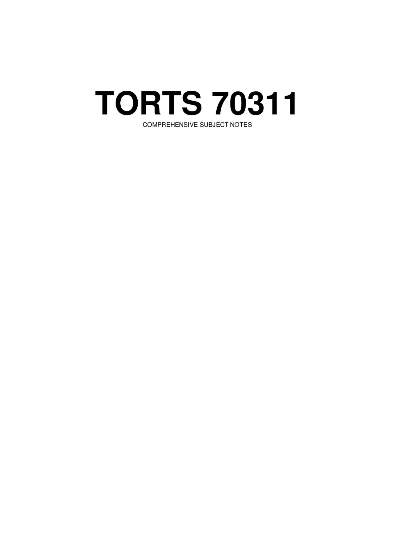 Torts 70311 Exercises Law Docsity