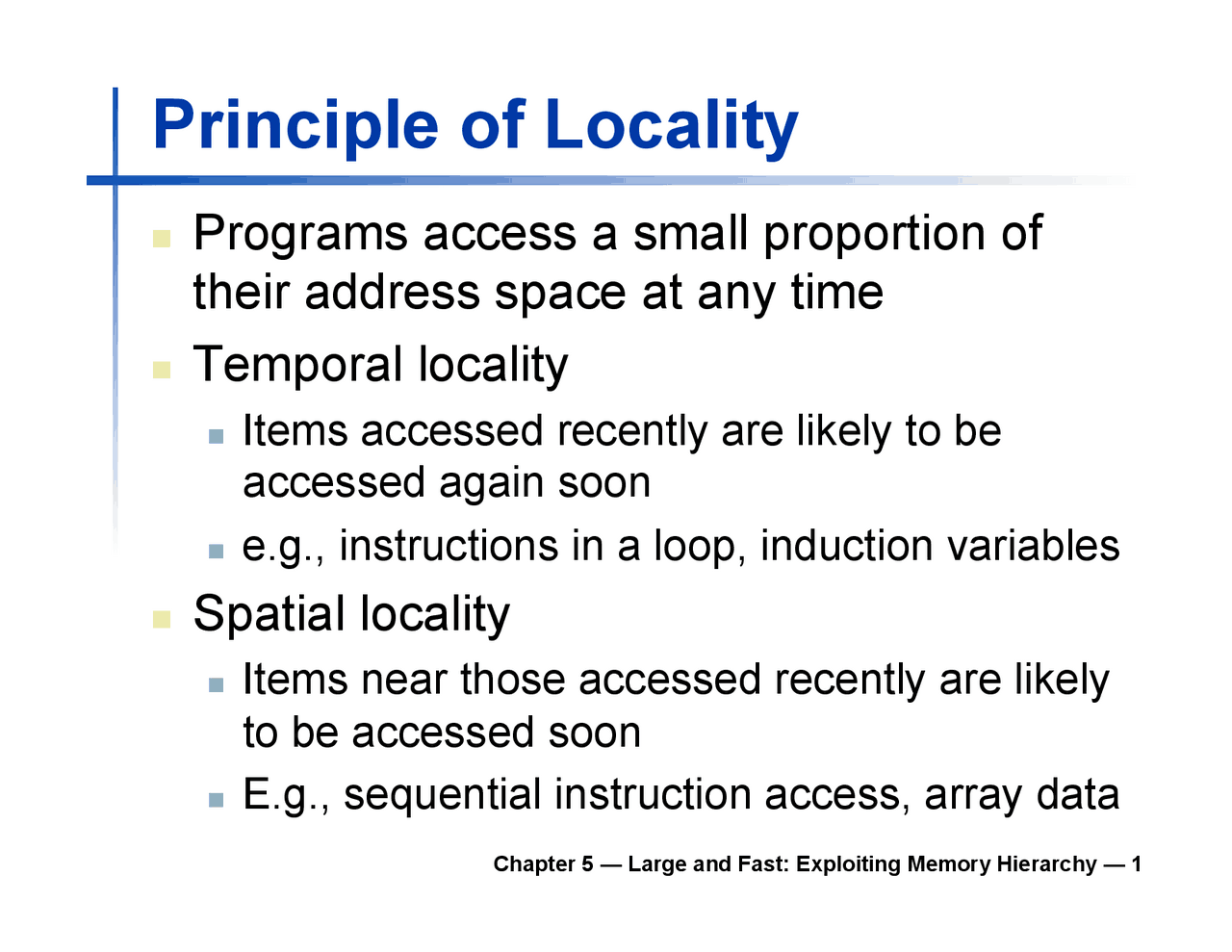 Principle of Locality | Exercises Advanced Computer Architecture | Docsity