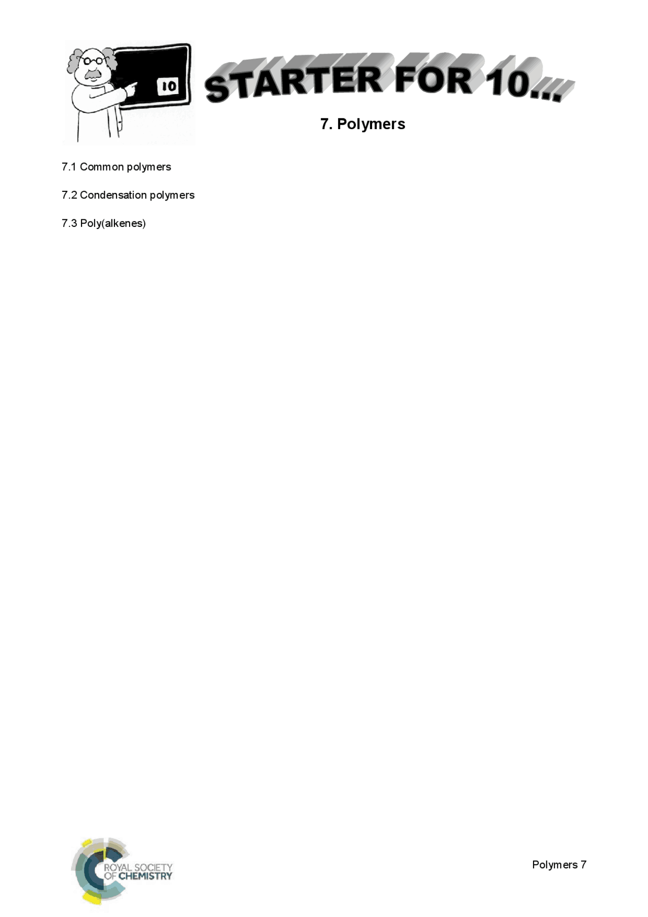 7 Polymers Exercises Organic Chemistry Docsity