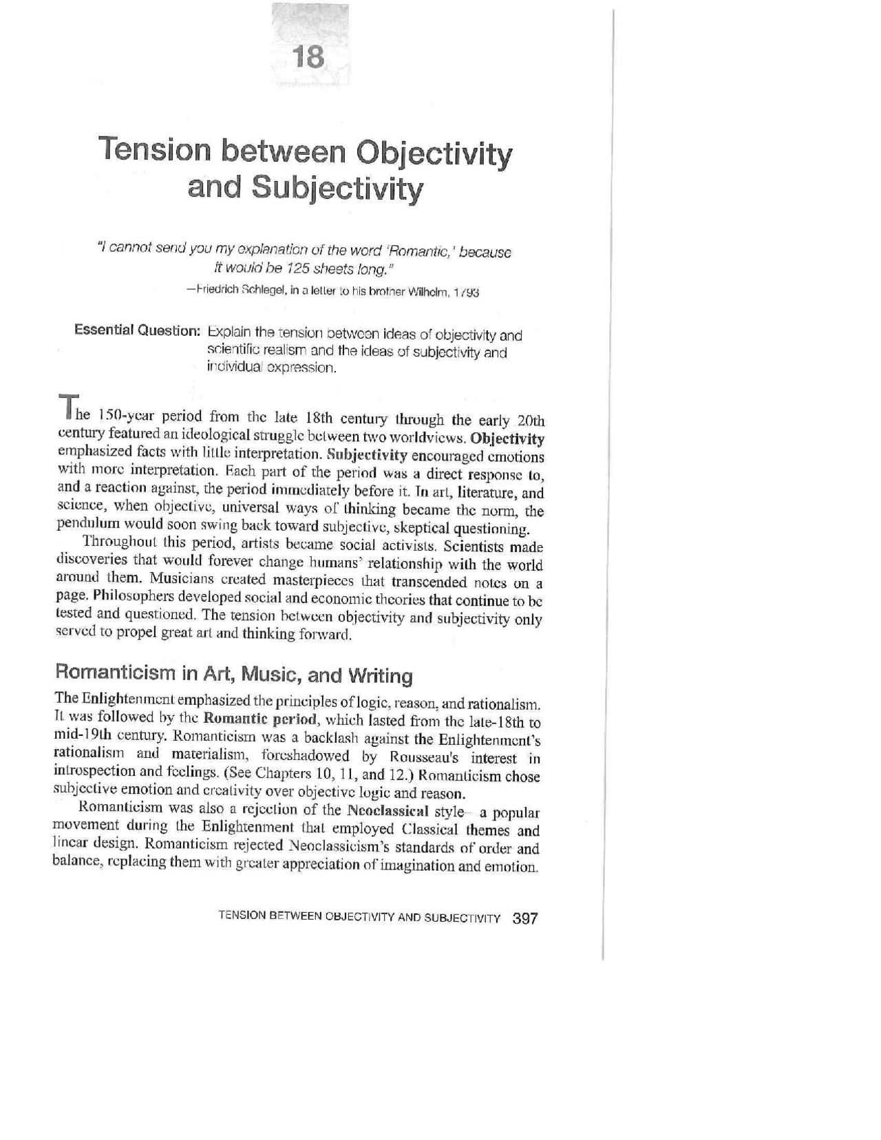 18 Tension Between Objectivity And Subjectivity Lecture Notes Art