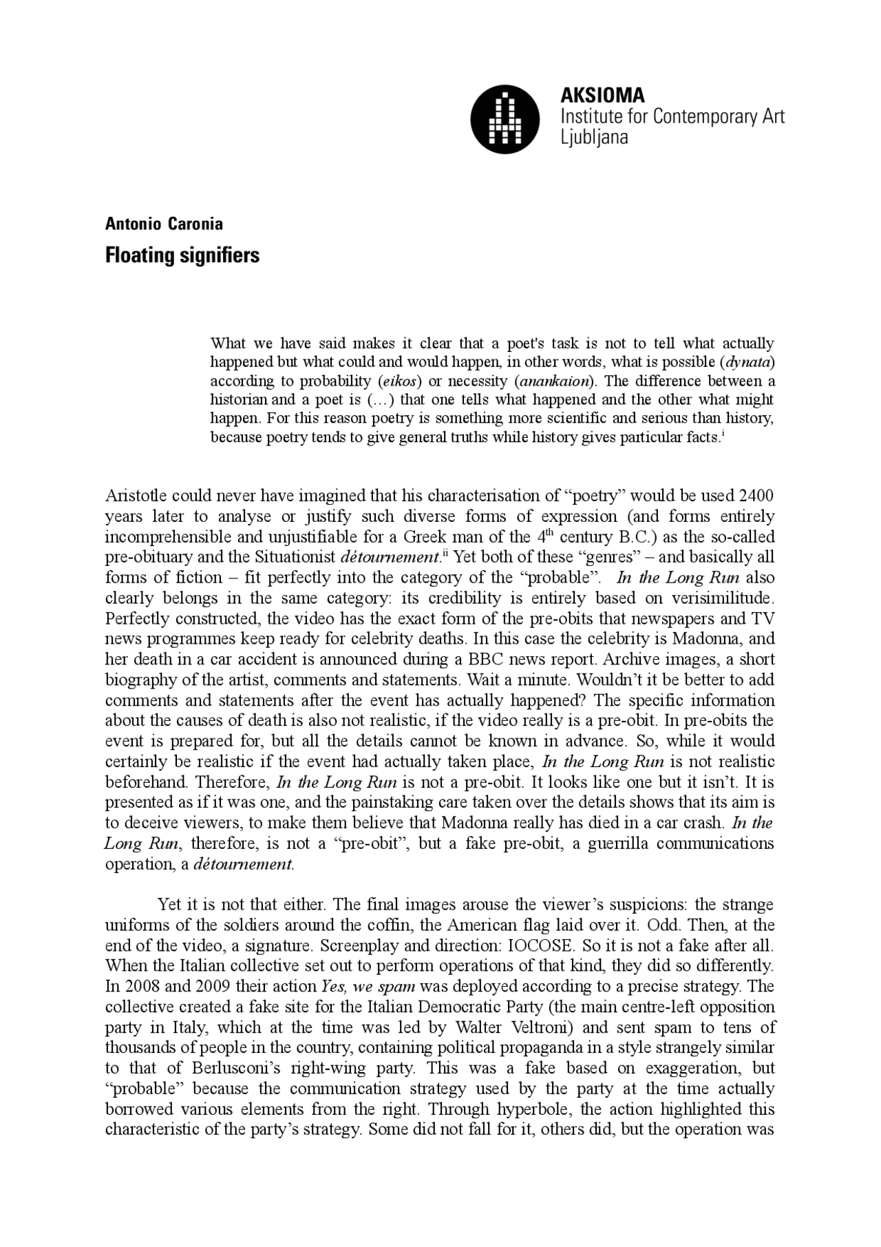 Floating Signifiers: The Indeterminate Nature of Art and Knowledge ...