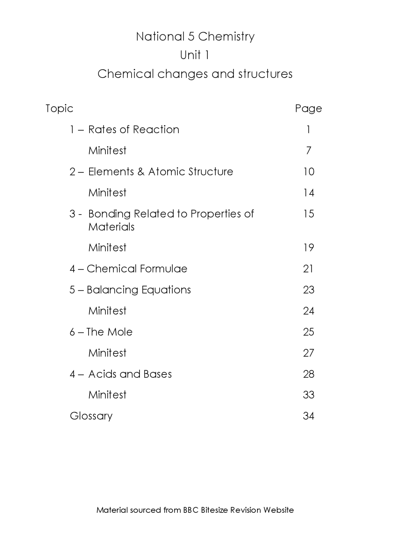 National 5 Chemistry Unit 1 Chemical changes and structures | Lecture ...