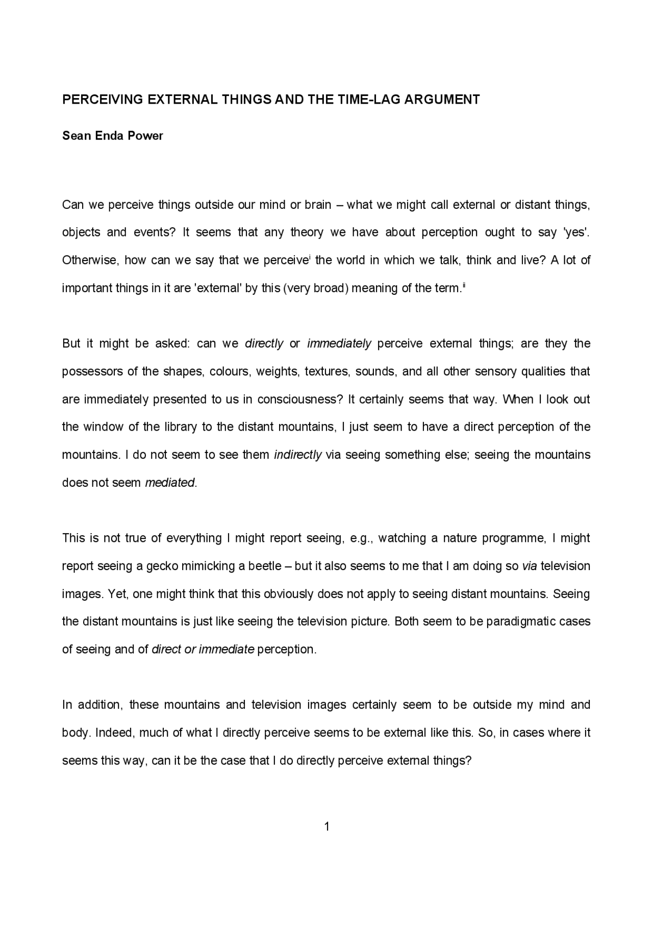 Direct Realism and the Time-Lag Argument: Perceiving External Things ...