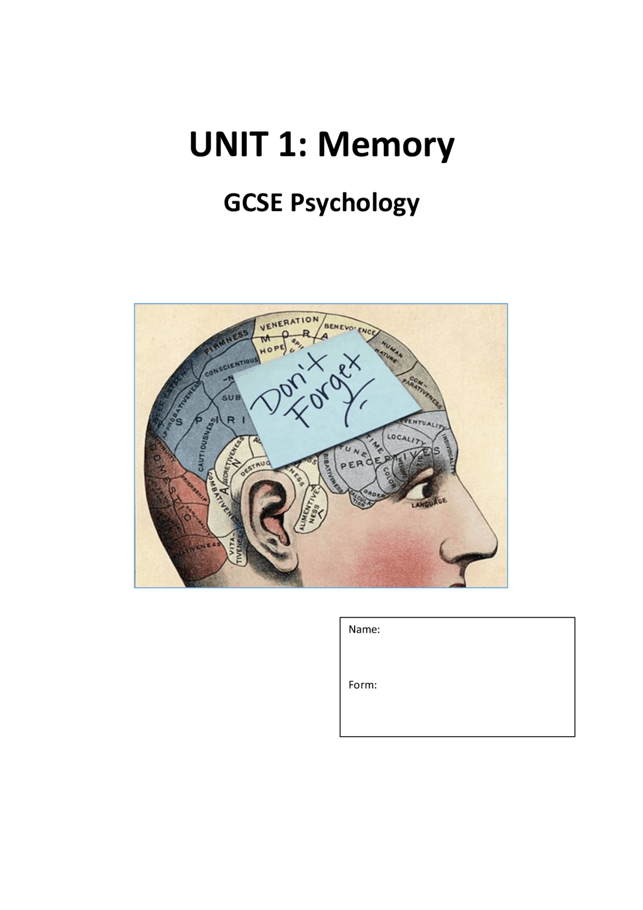 Unit 1 Memory Lecture Notes Psychology Docsity