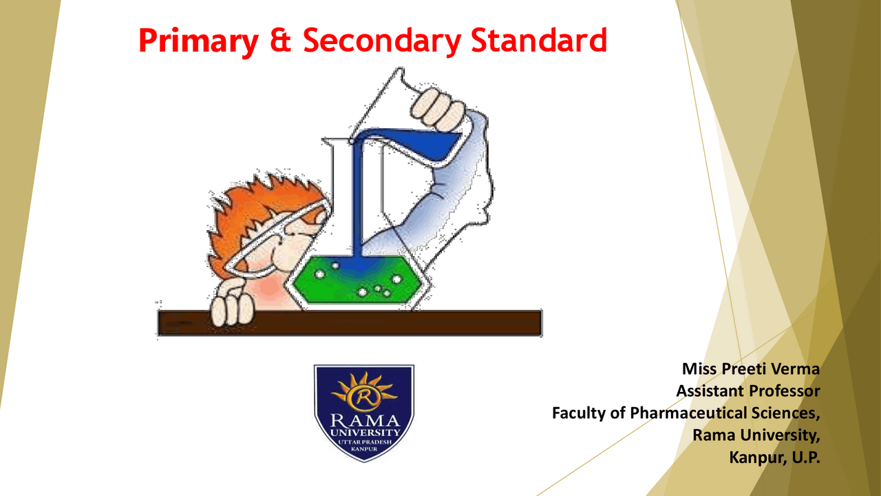 Primary & Secondary Standard | Lecture notes Pharmaceutical Chemistry ...