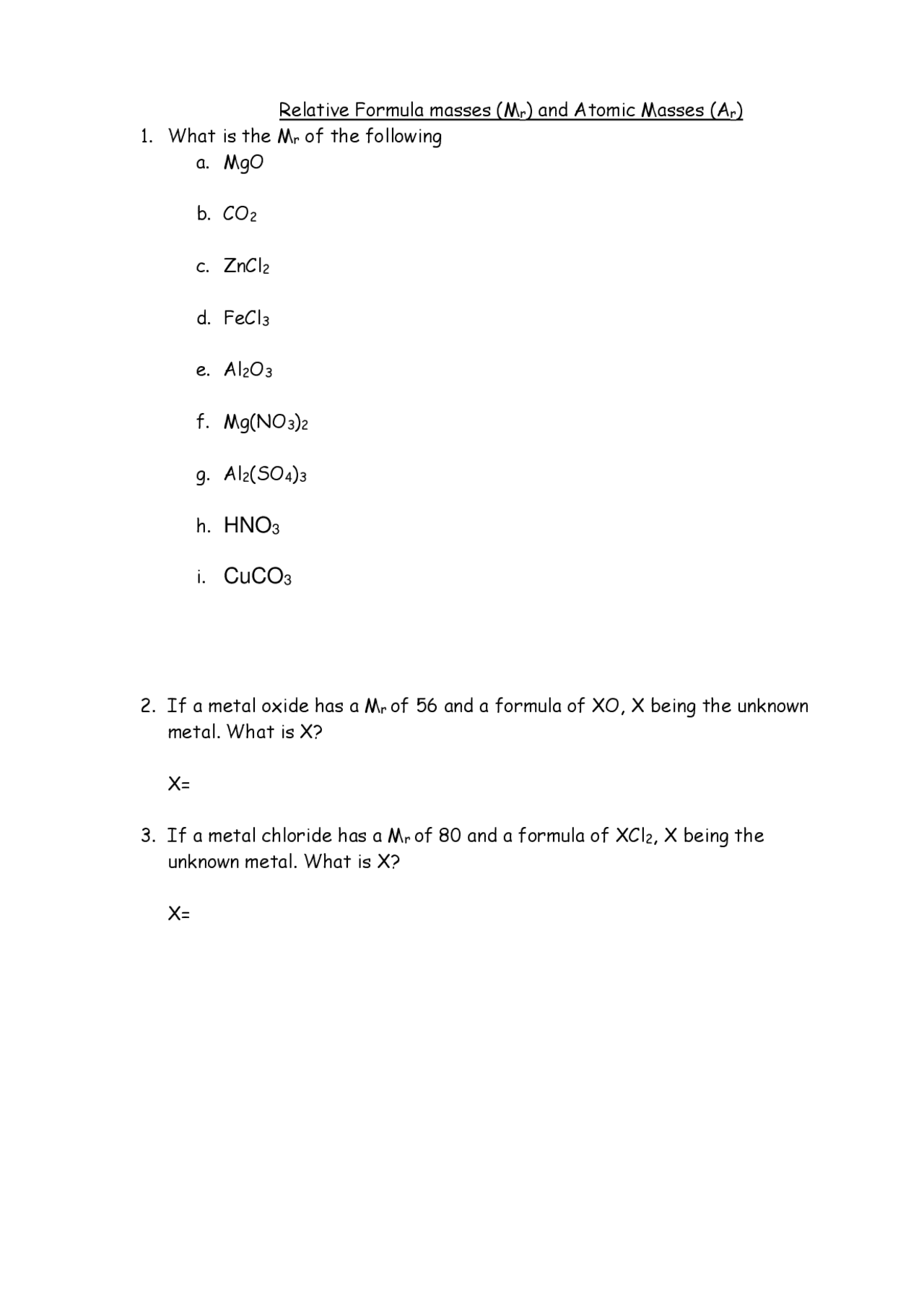 Reacting-Mass-Calculations.pdf | Lecture notes Chemistry | Docsity