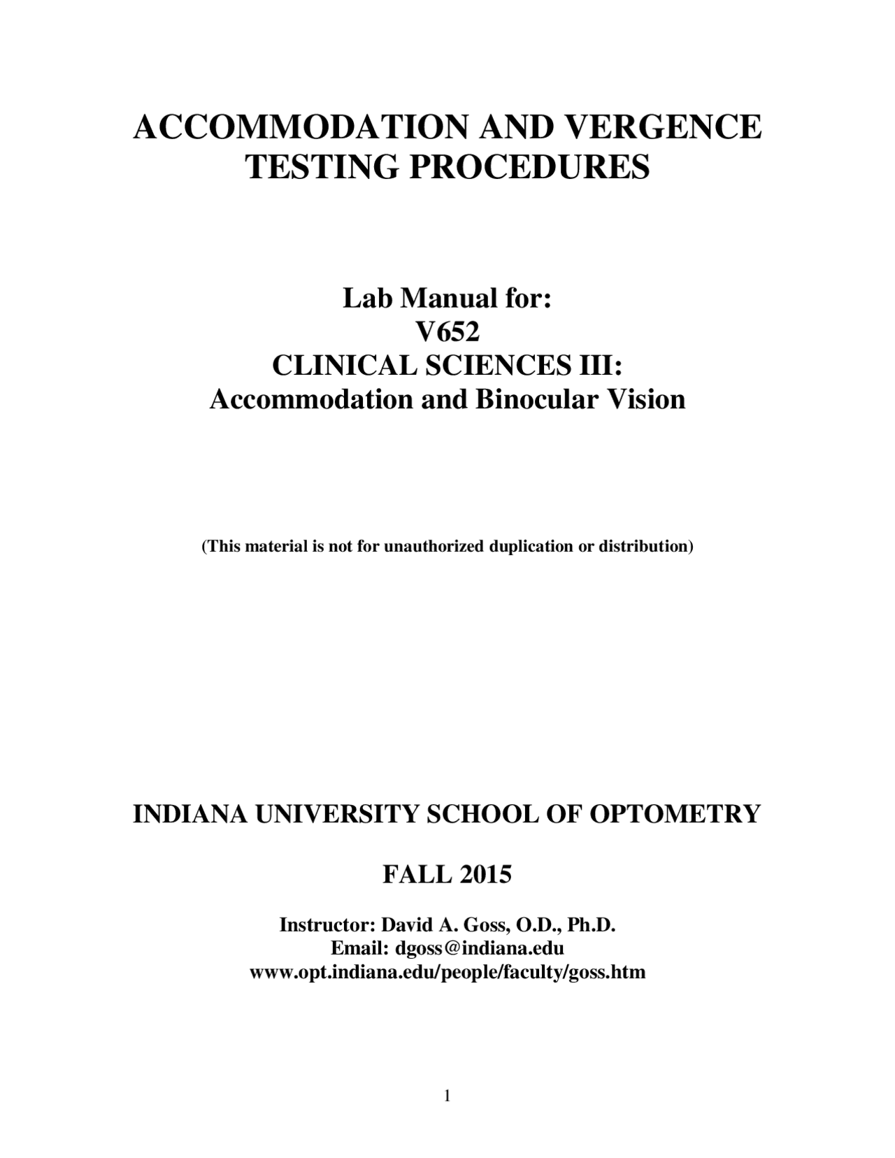 ACCOMMODATION AND VERGENCE TESTING ... | Summaries Clinical chemistry ...
